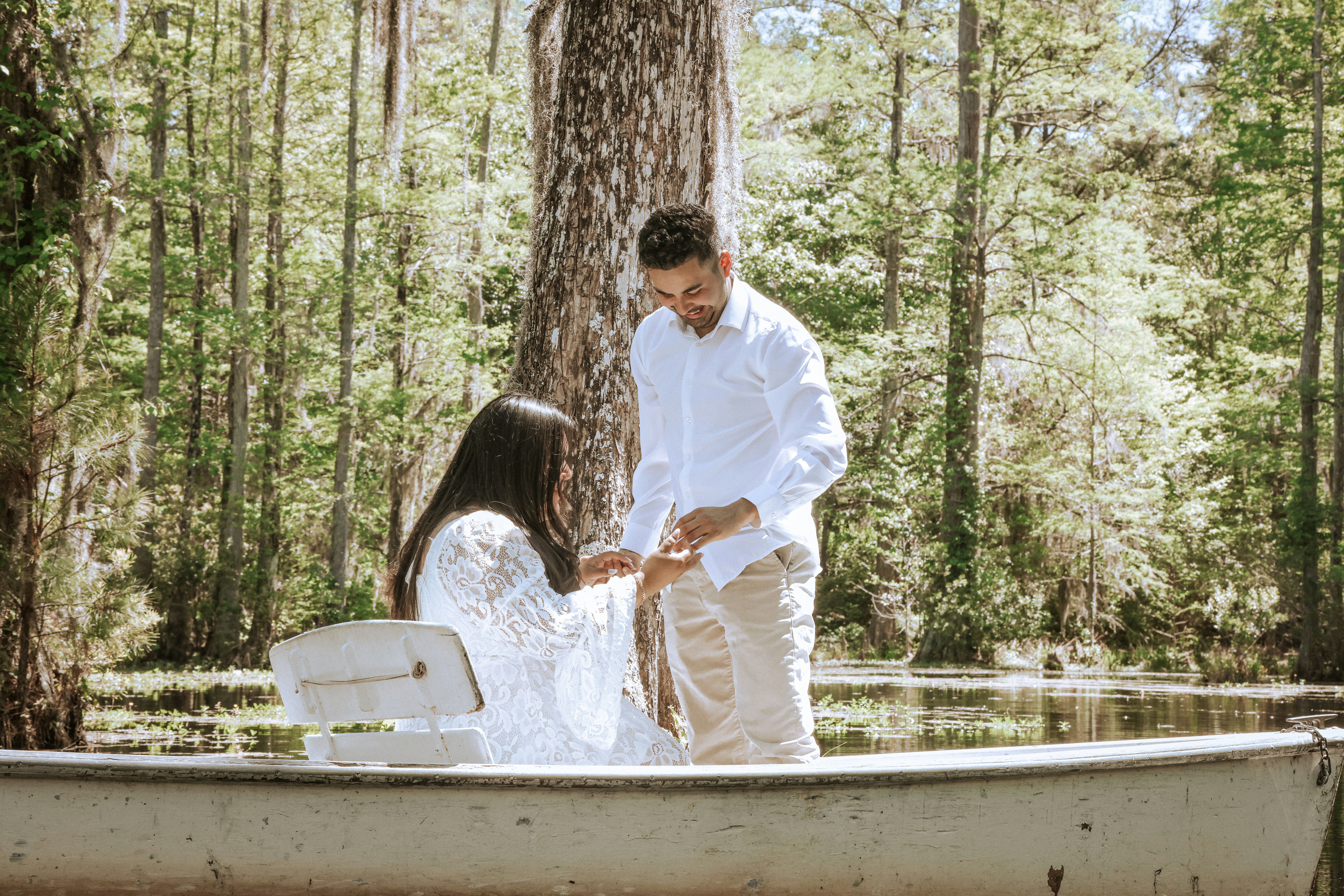 Whispered Vows in a Forest Boat