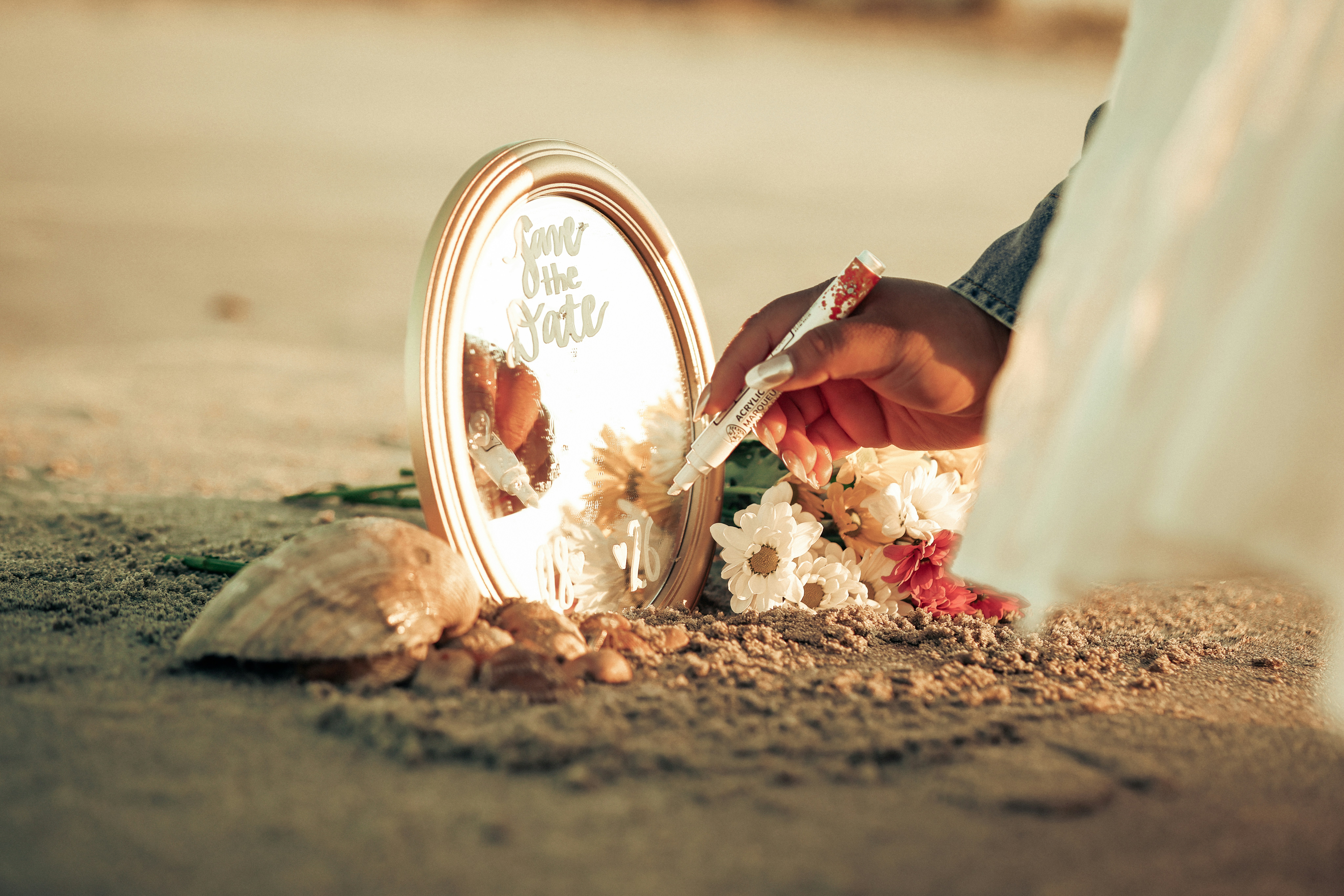 Bejeweled Sand: A Quiet Moment of Reflection by the Mirror