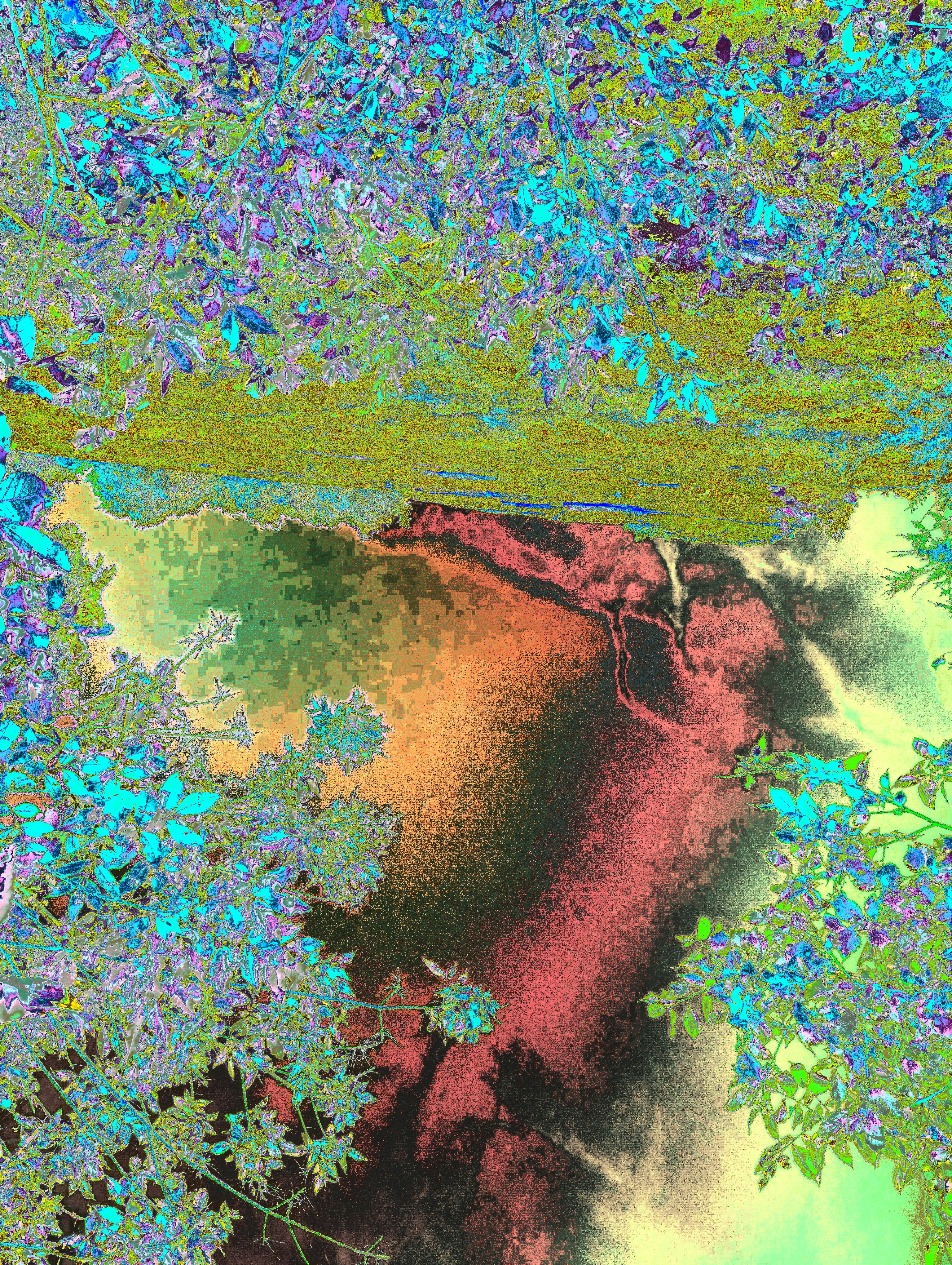 Chromatic Reef: Fractured Landscape of Neon Foliage