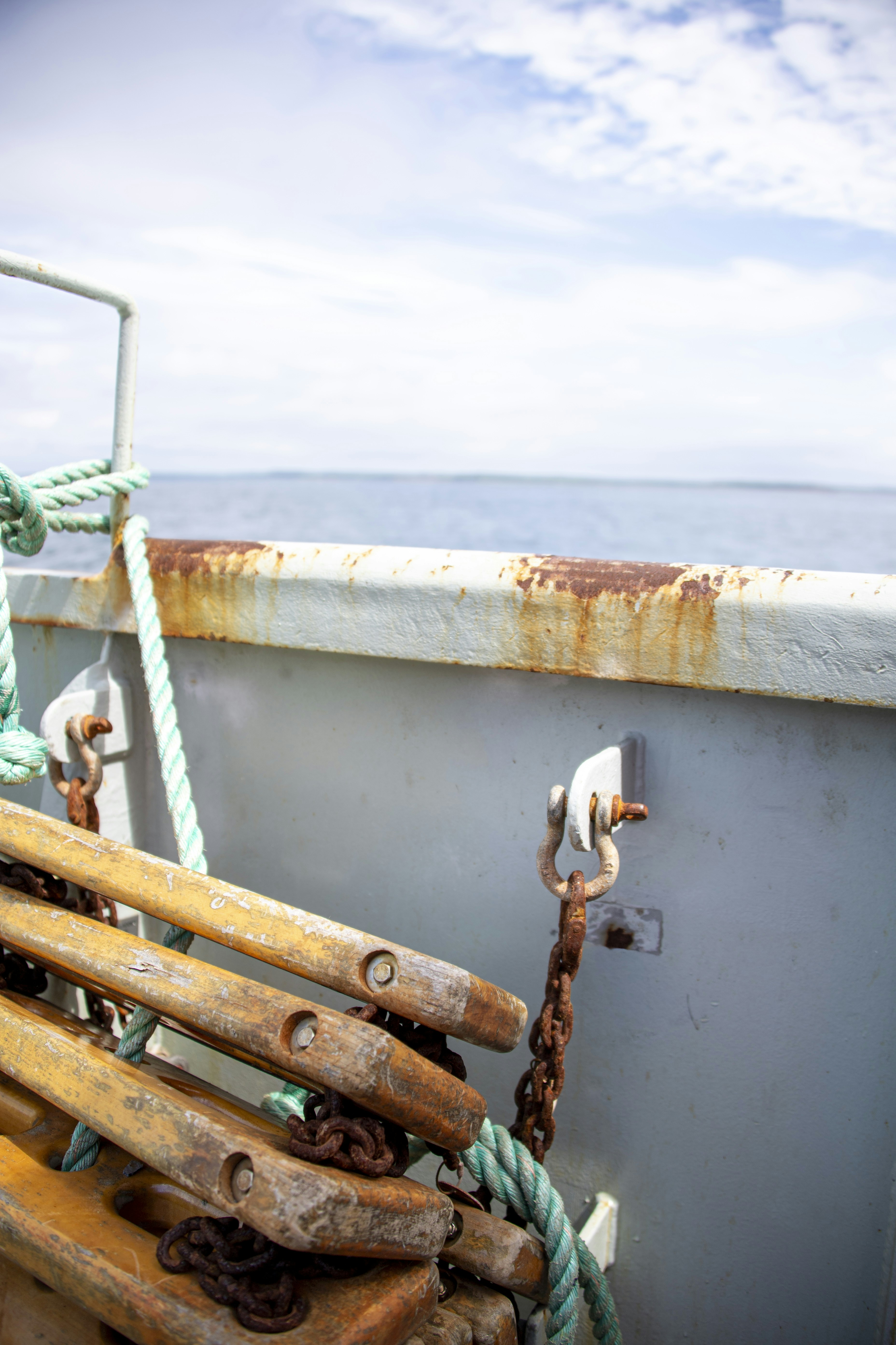 Weathered Harborside: Rust, Ropes, and the Horizon