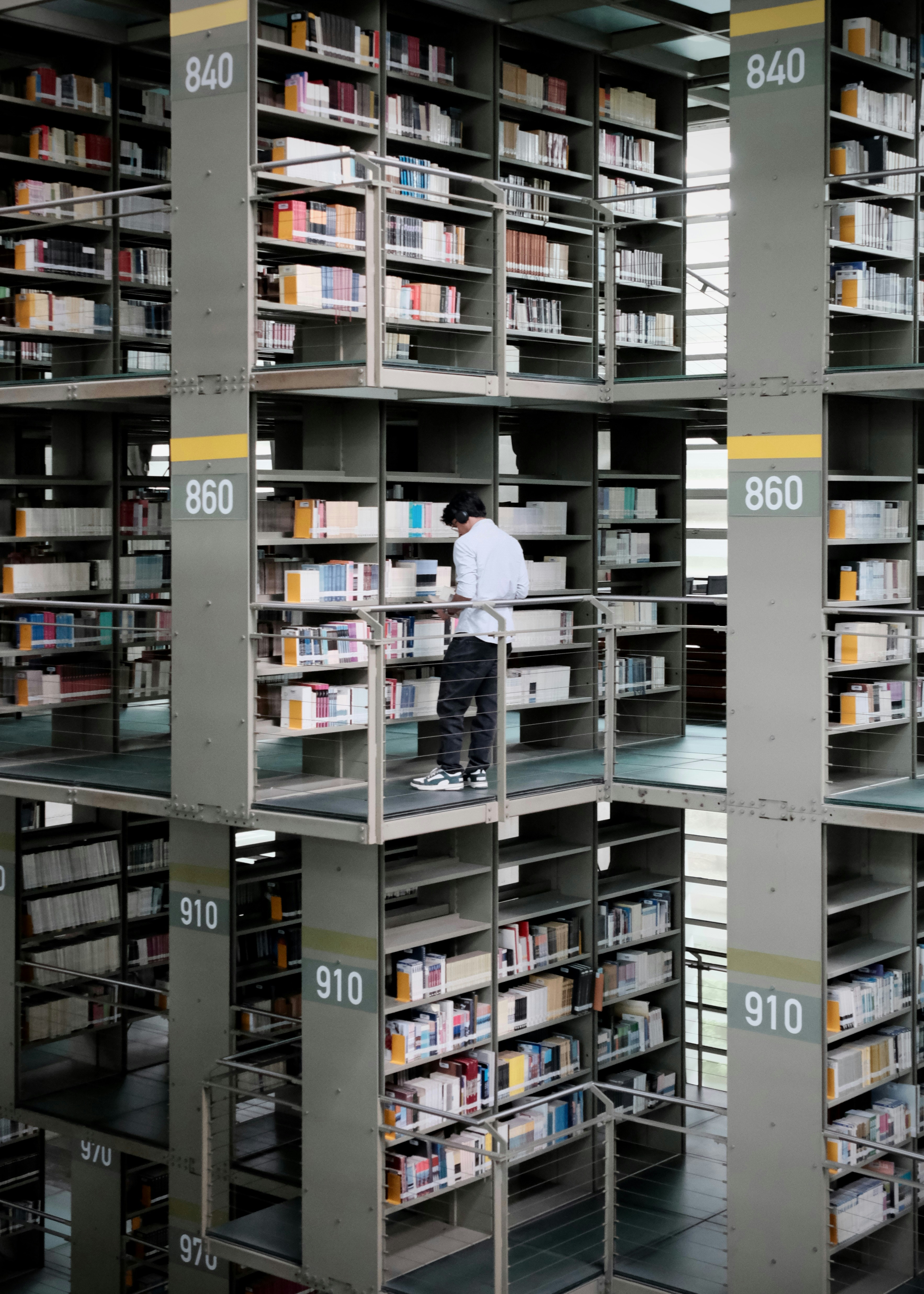 A Quiet Climb Through the Stacked Aisles