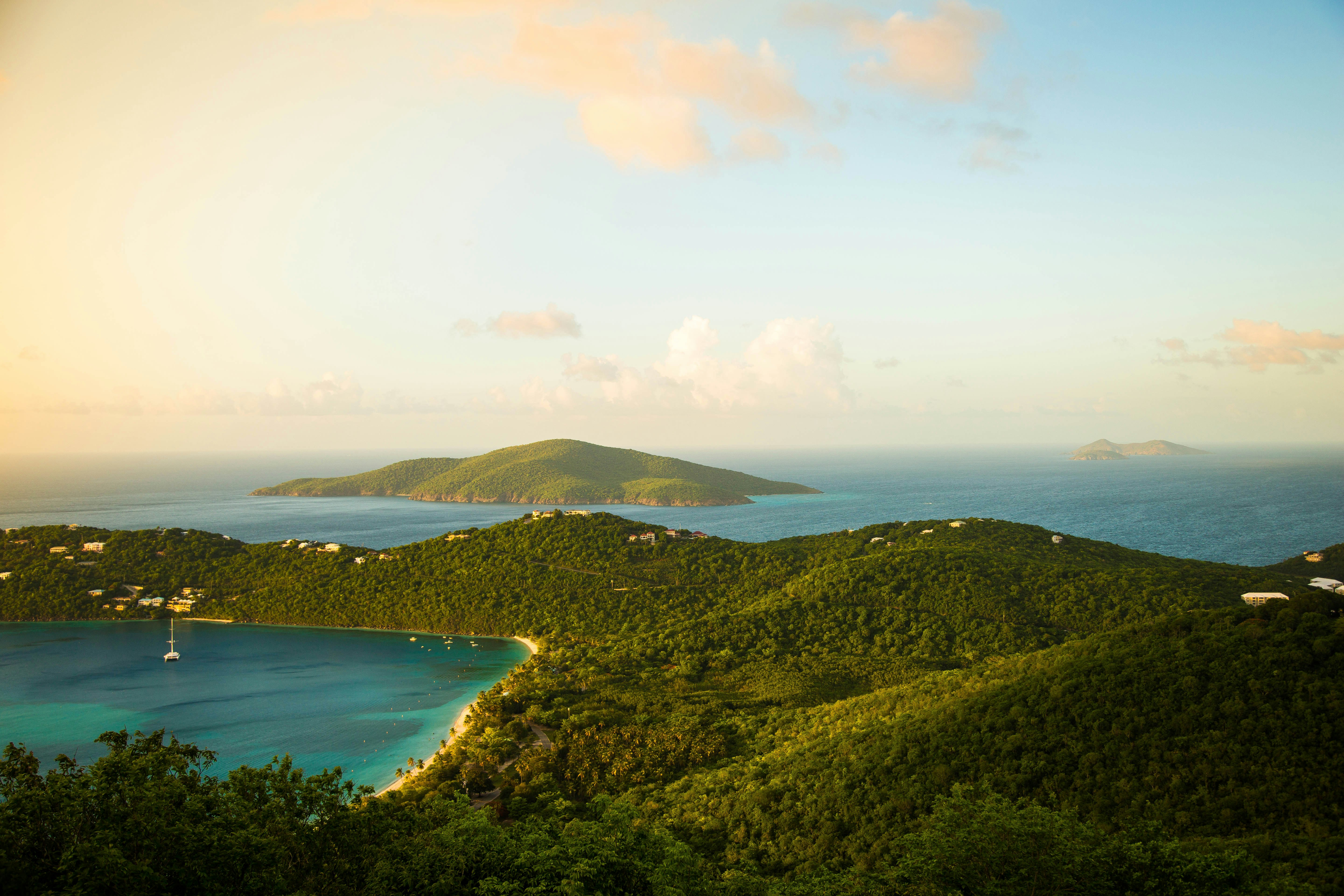 Sunlit Peninsula: A Quiet Sea of Green and Blue