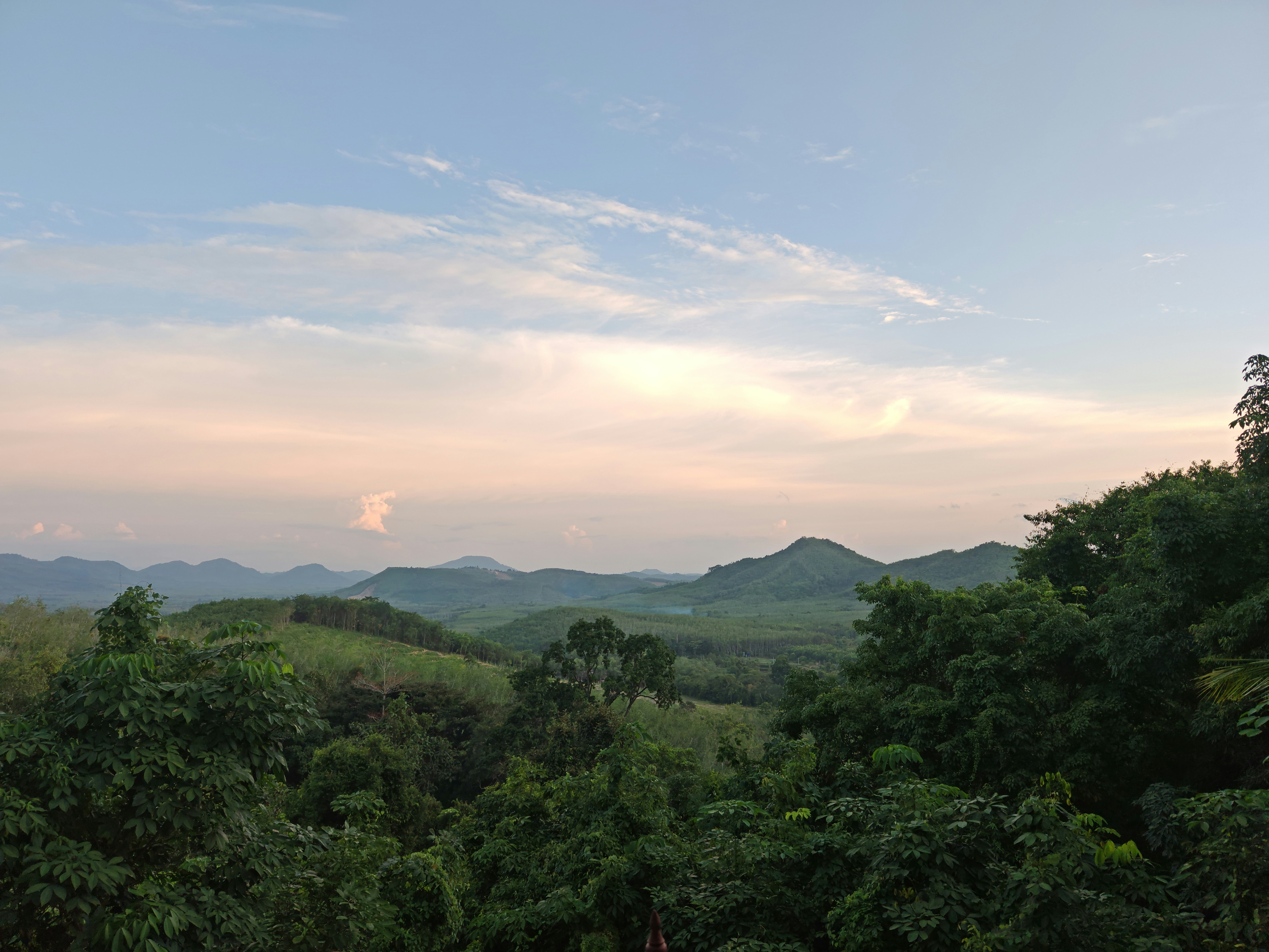 Rolling Hills at Dusk: Verdant Layers and Soft Sky