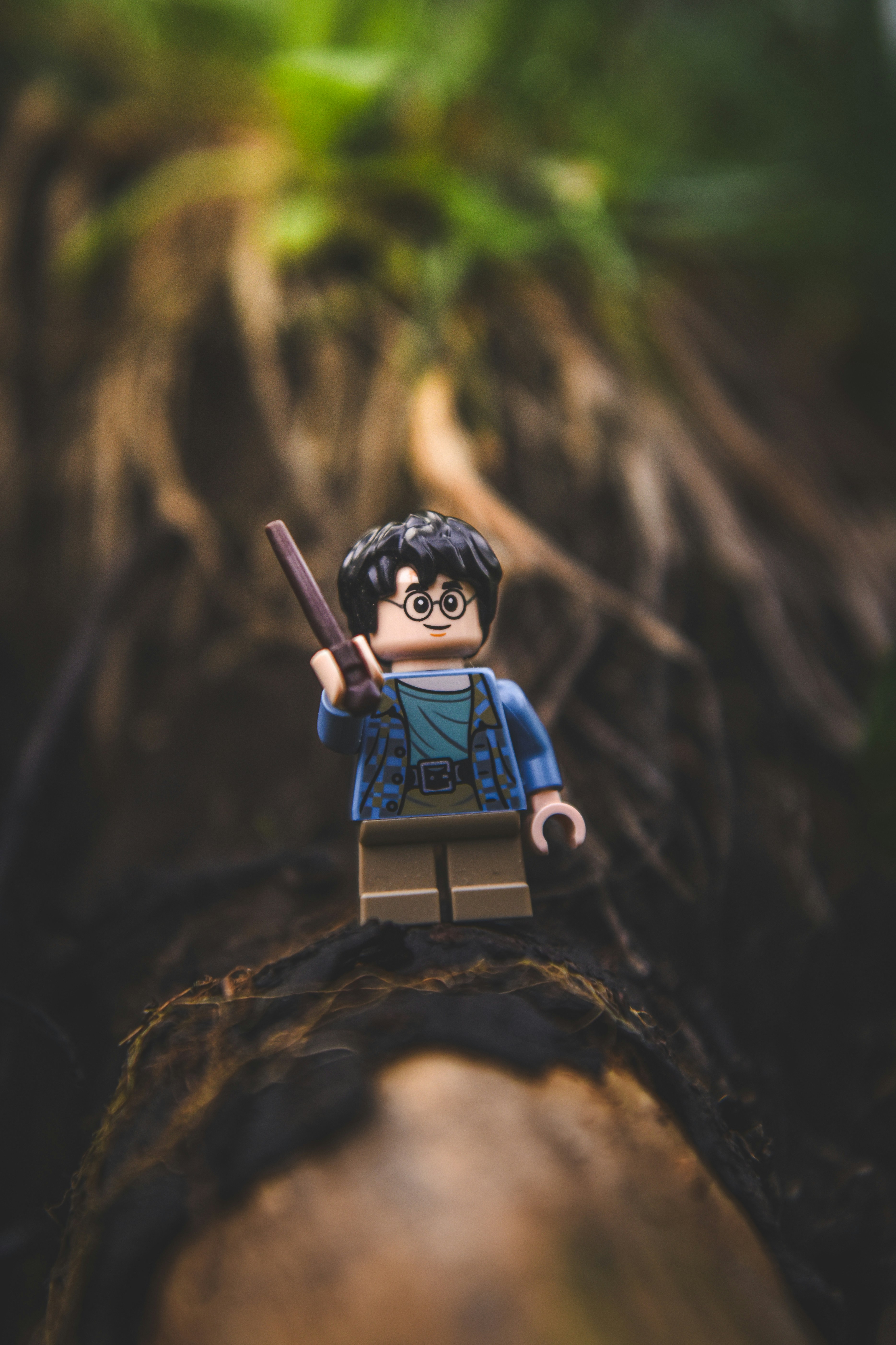 Miniature Explorer Stands Guard on a Log in the Forest