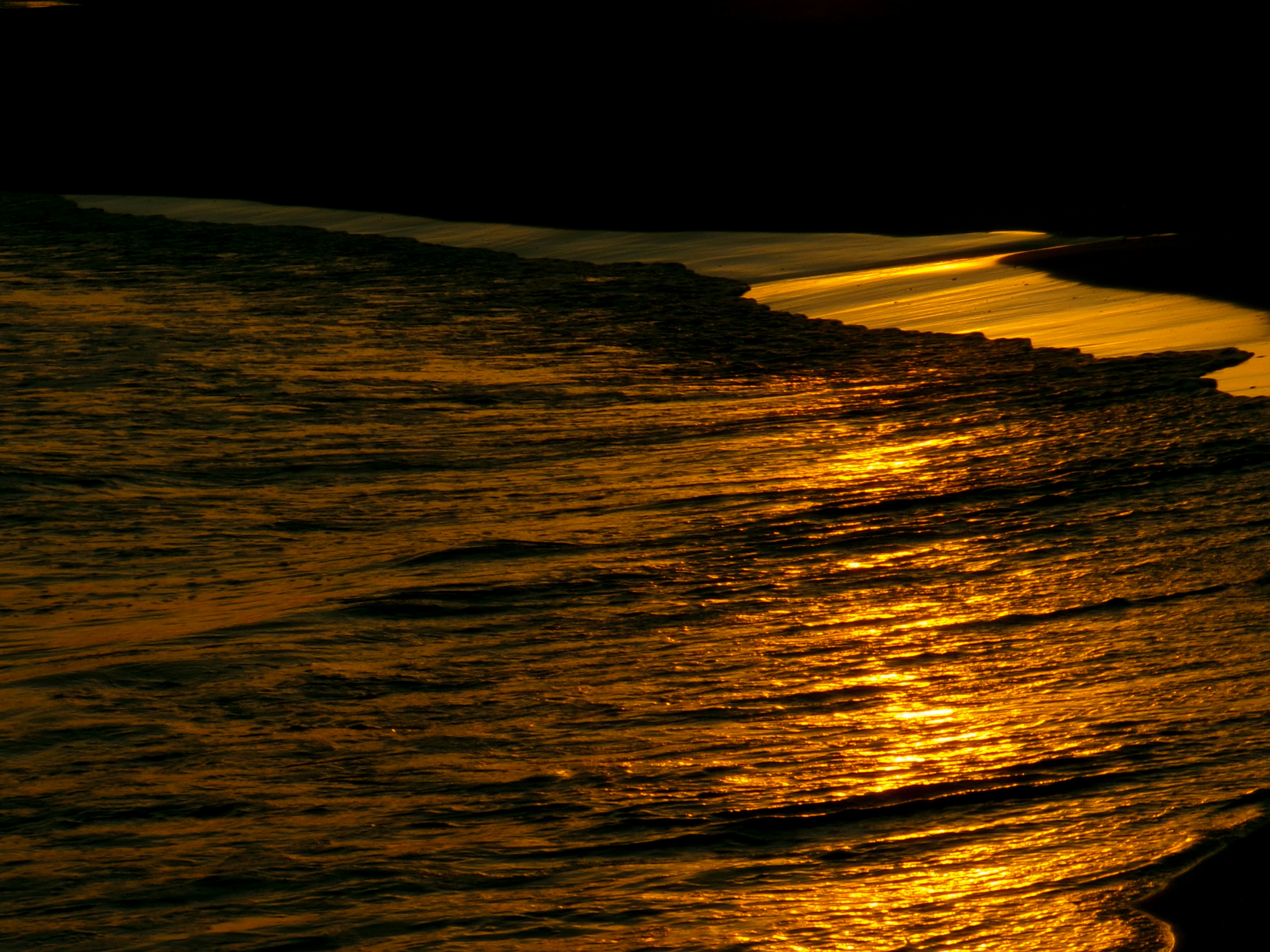 Gold Threaded Tide: Sunset on Quiet Waves