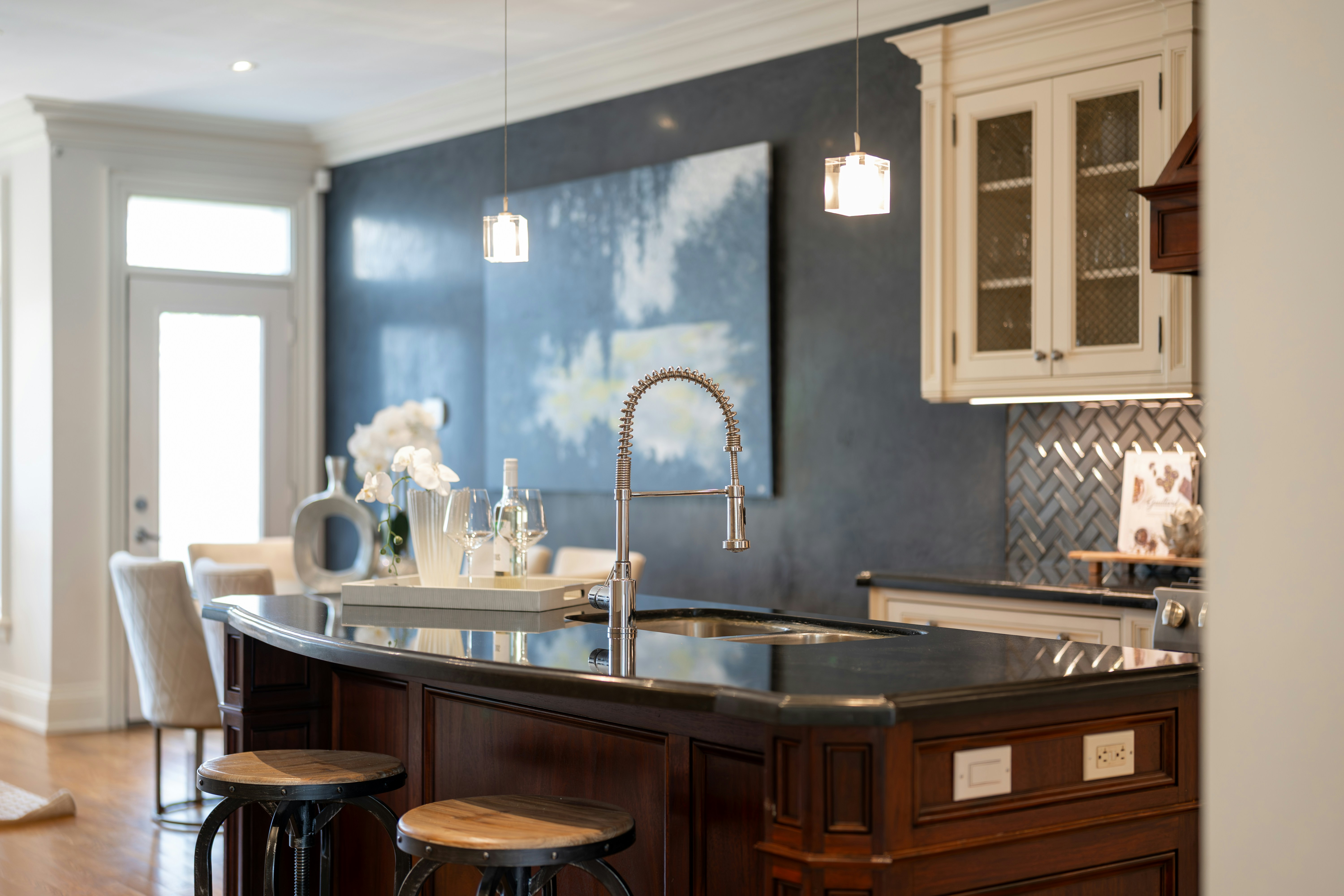 Heritage Kitchen Island: Polished Copper Touches in a Modern-Classic Kitchen