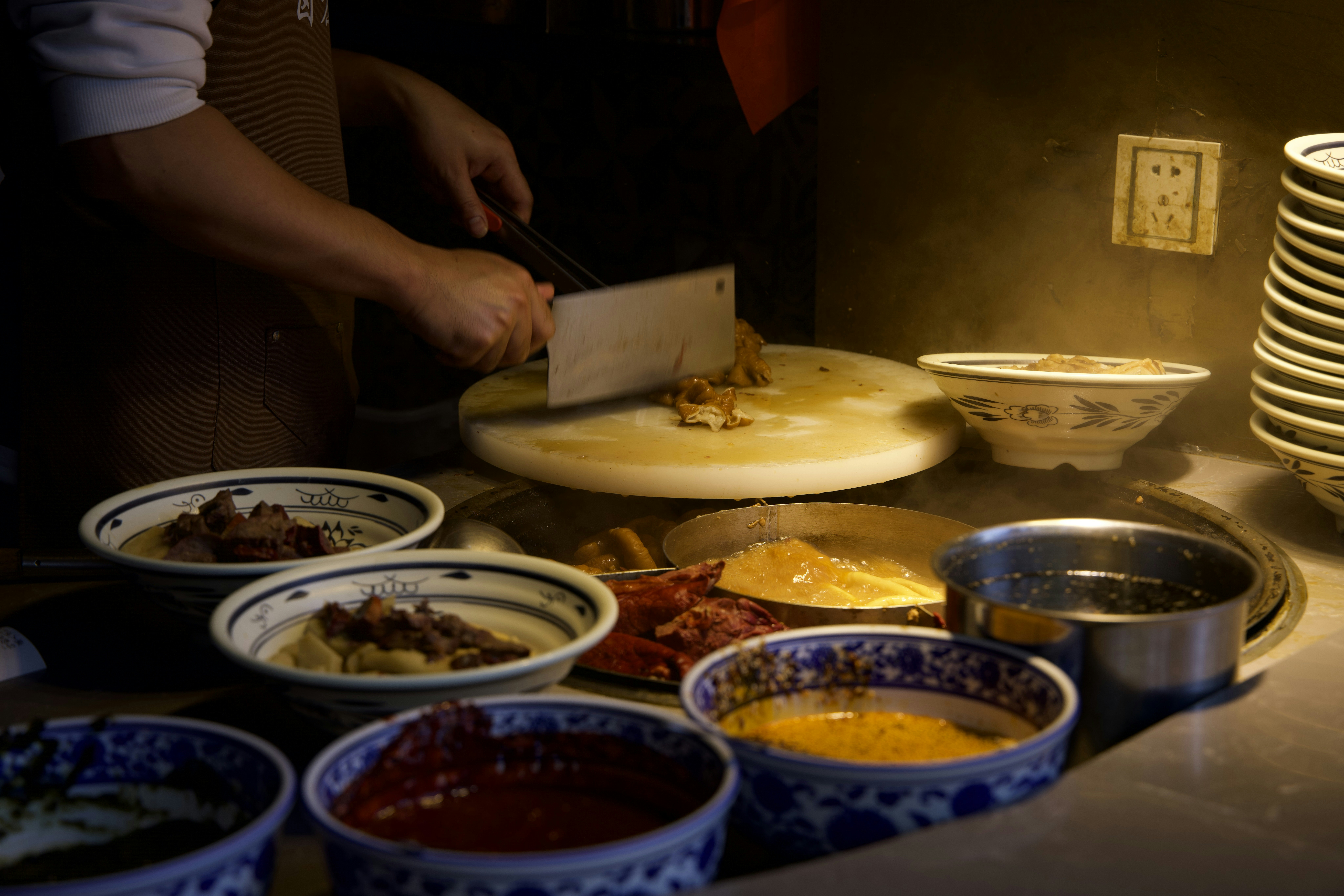 Chopping at the Line: Chef's Knife Halts a Dish in Motion