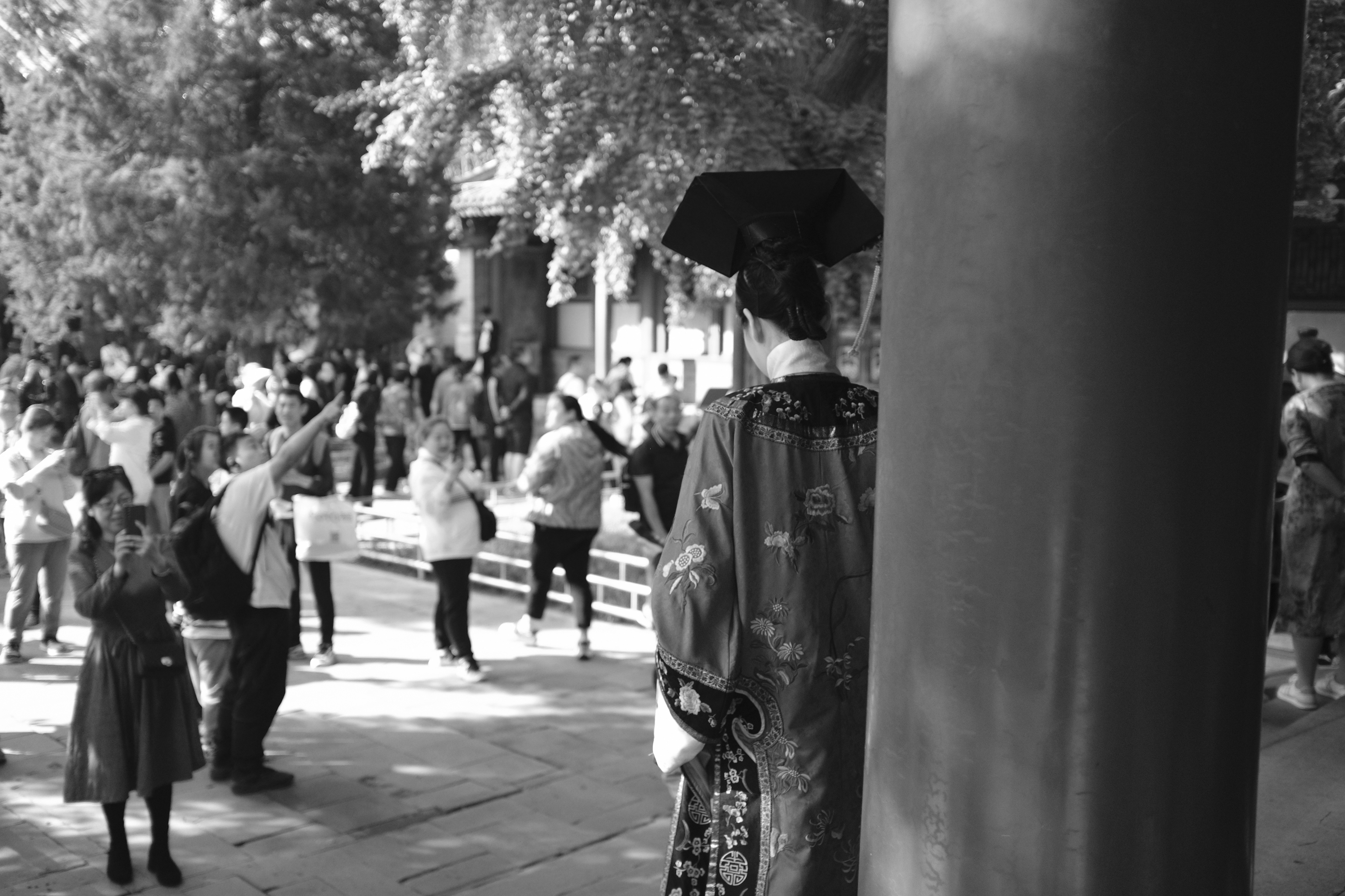 The Silent Gardener Behind the Pillar