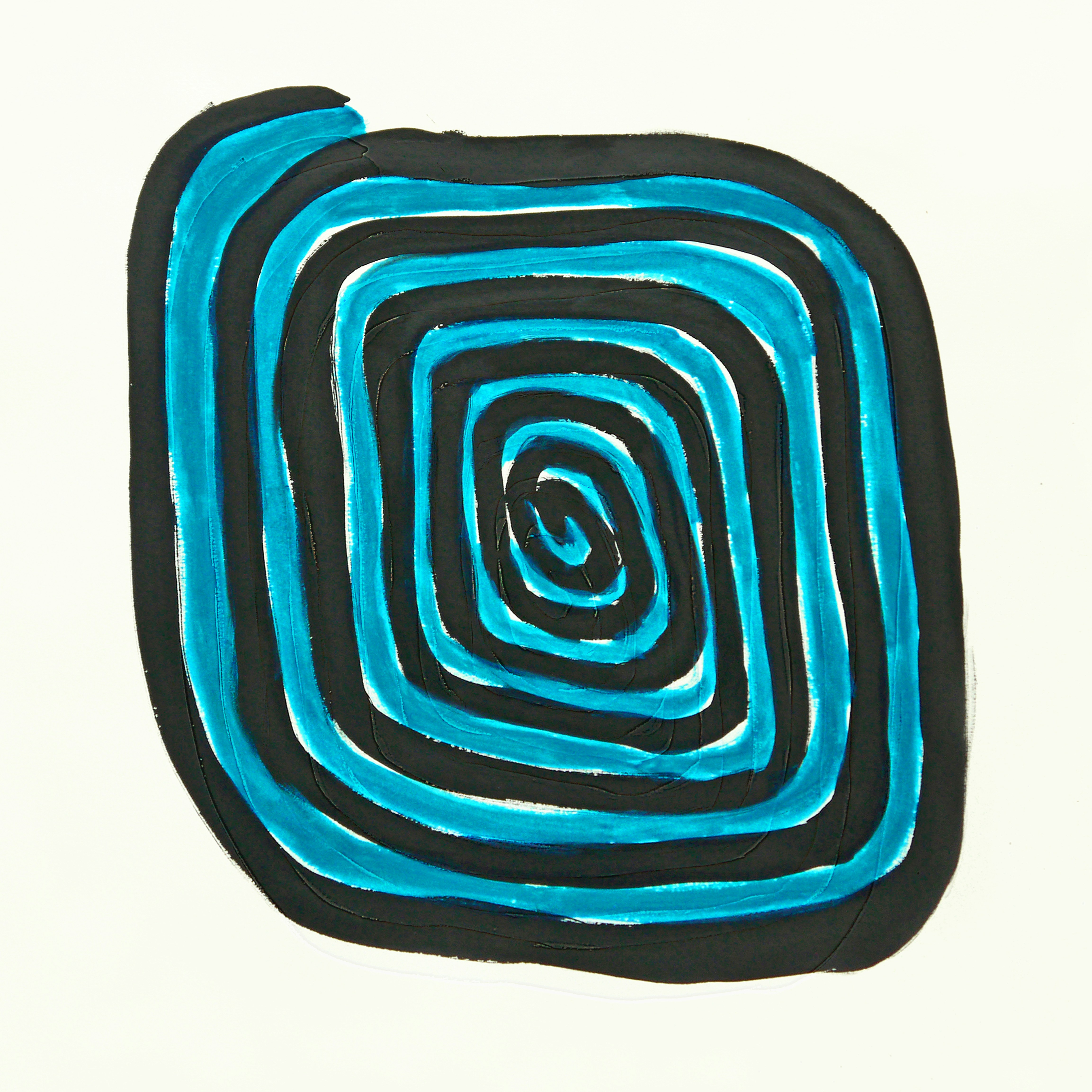 Concentric Turquoise Echo: A Minimal Spiral on Cream