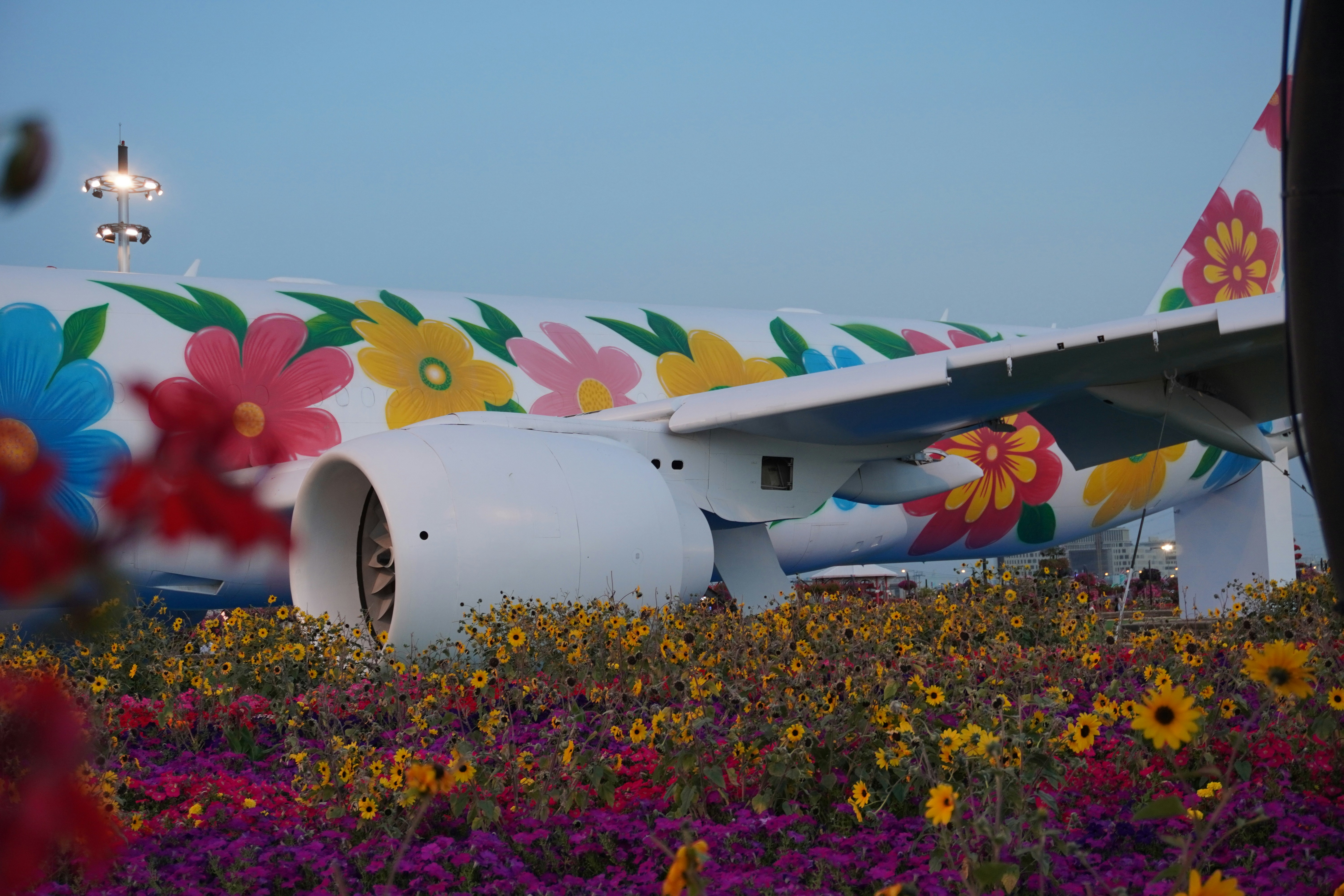 Floral Wings: A Beauty-Scan of a Flower-Covered Aircraft Engine