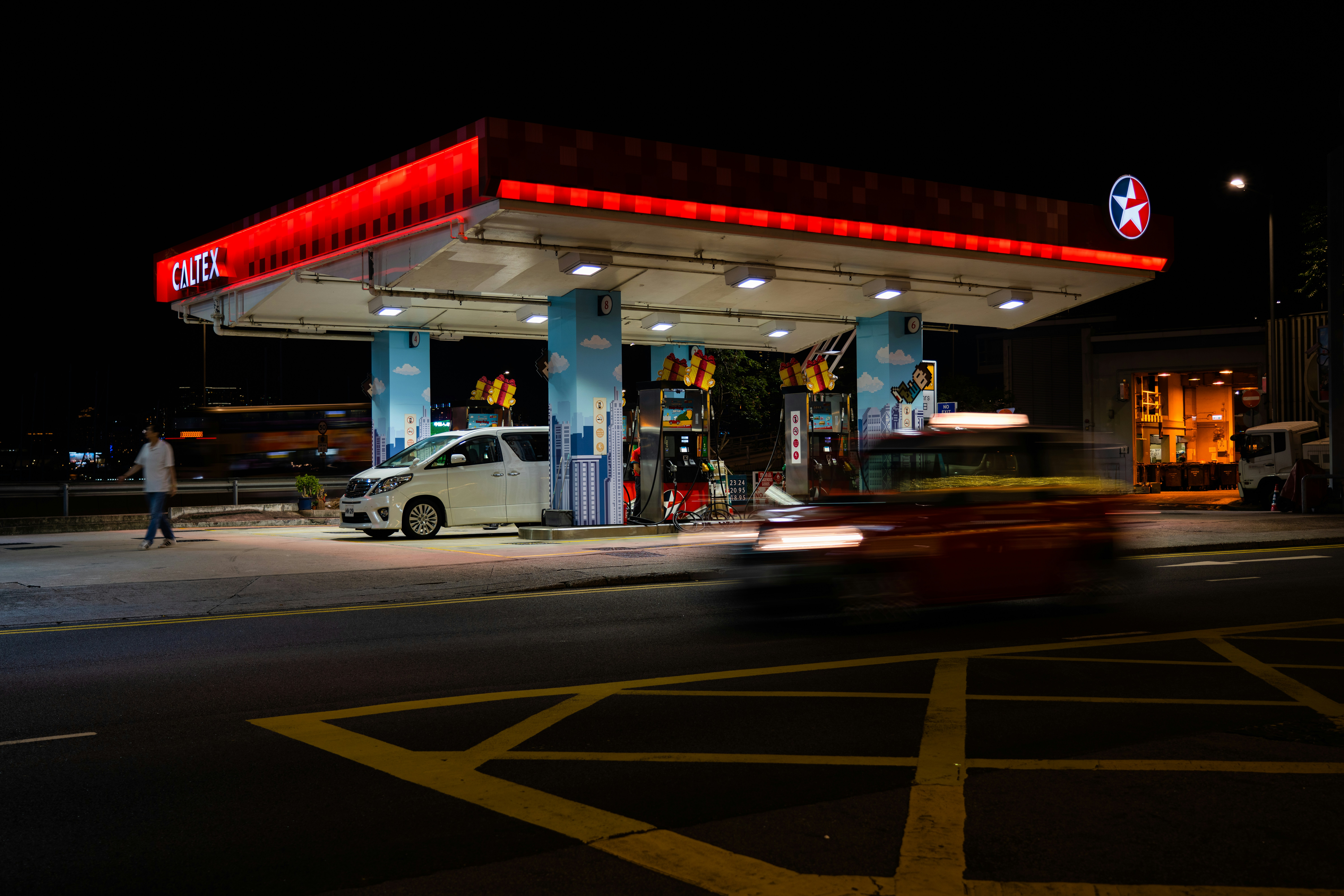 Neon Mirage at the Night Gas Station
