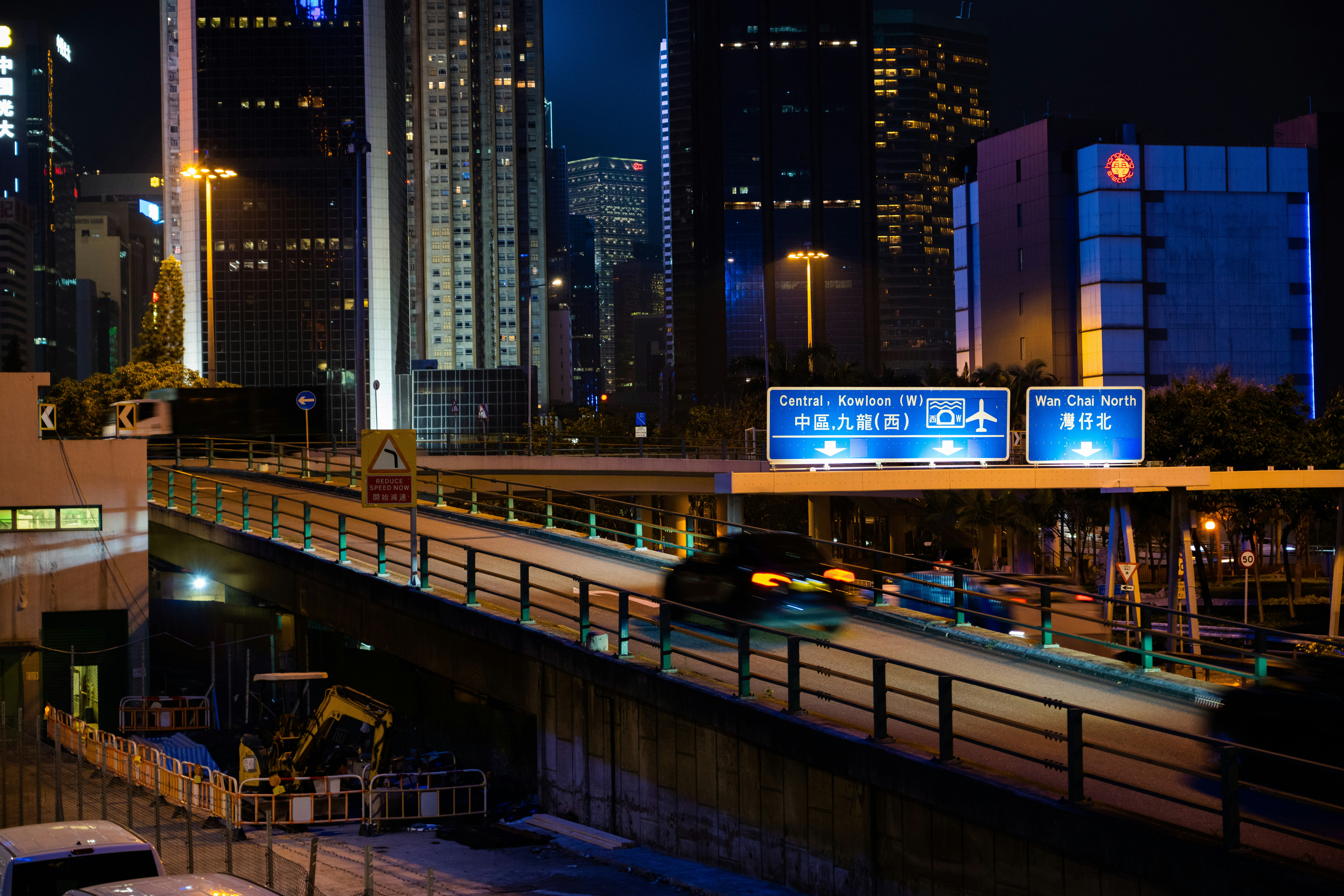 City Night Ribbon: Trails of Light Over the Elevated Highway