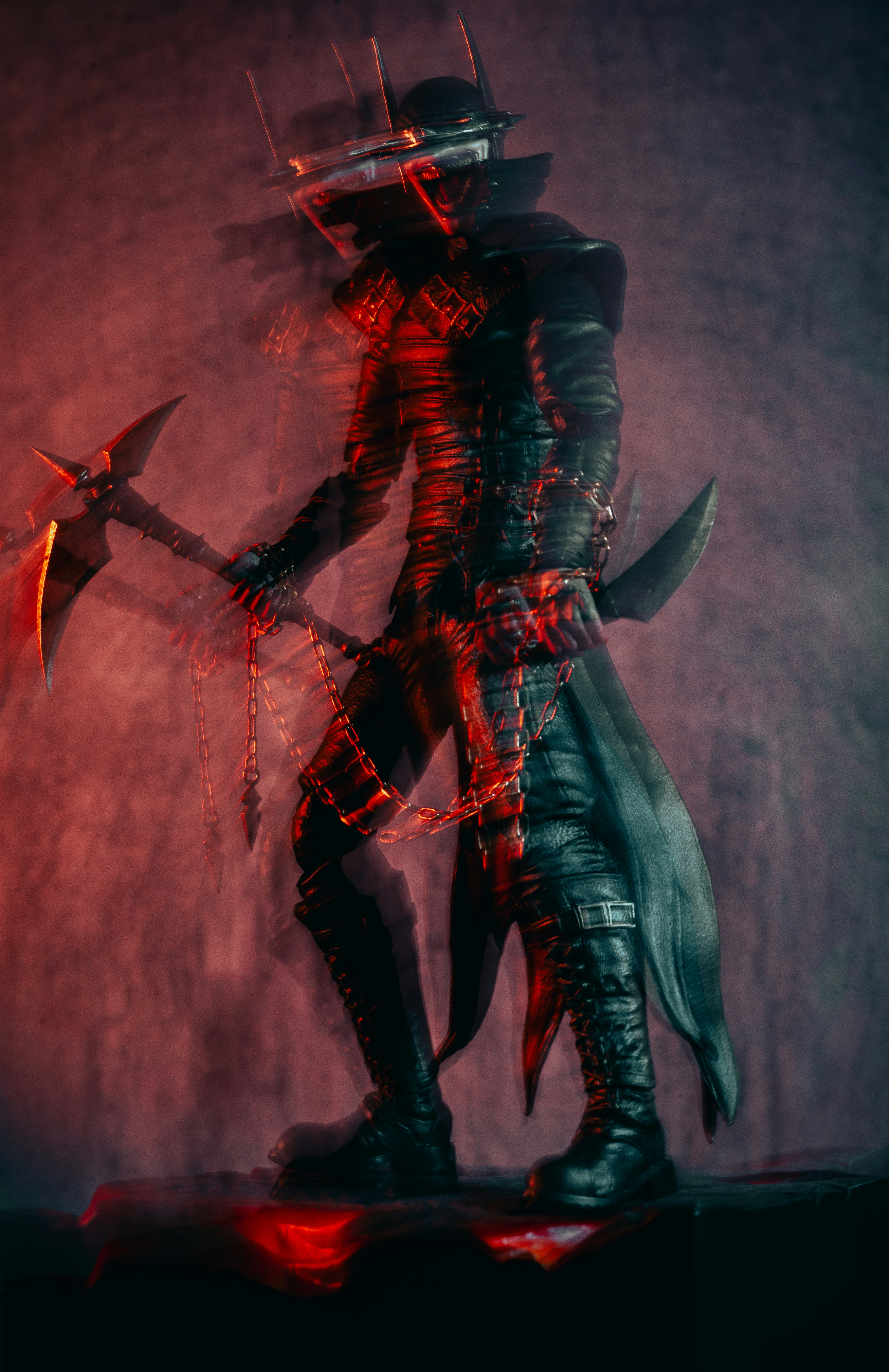 Dark Colossus of the Night: A Shadowed Warrior with Red Emergence