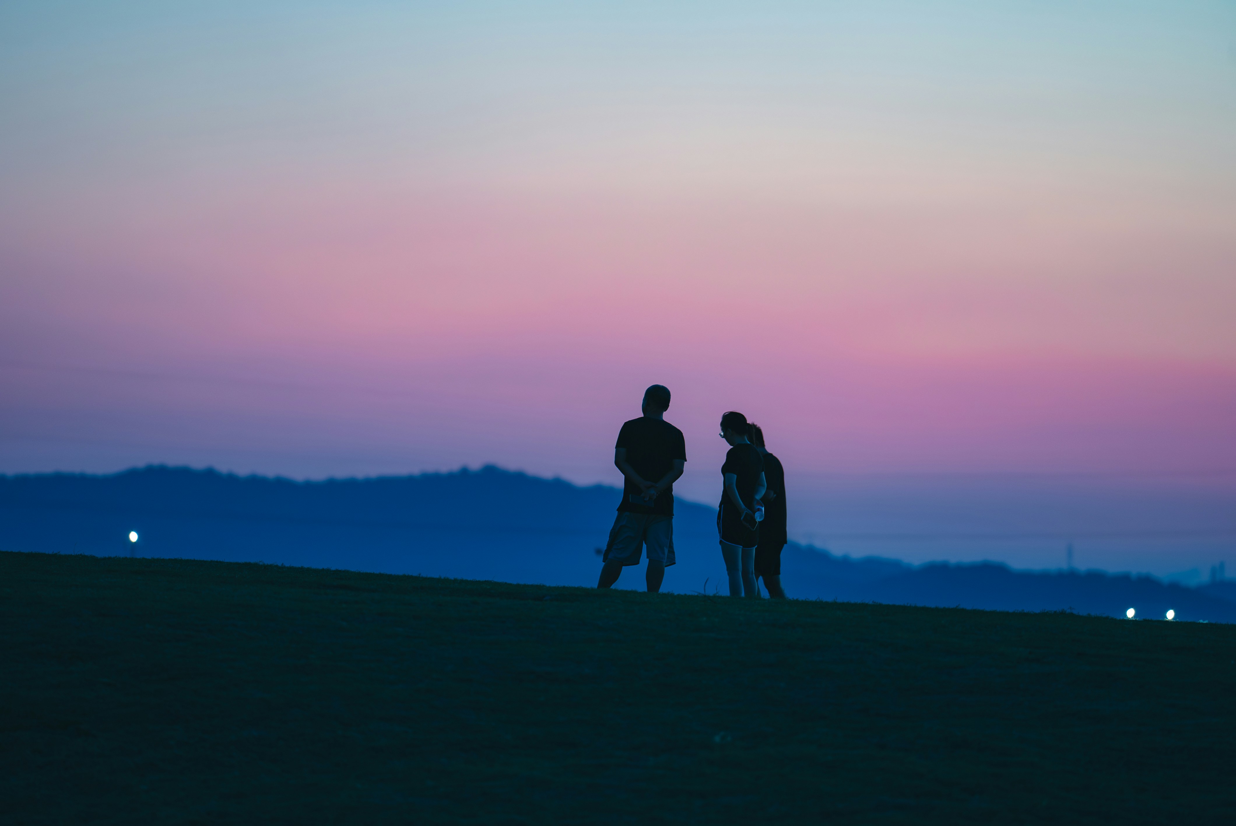 Dusk Silhouettes: A Quiet Moment on the Hill