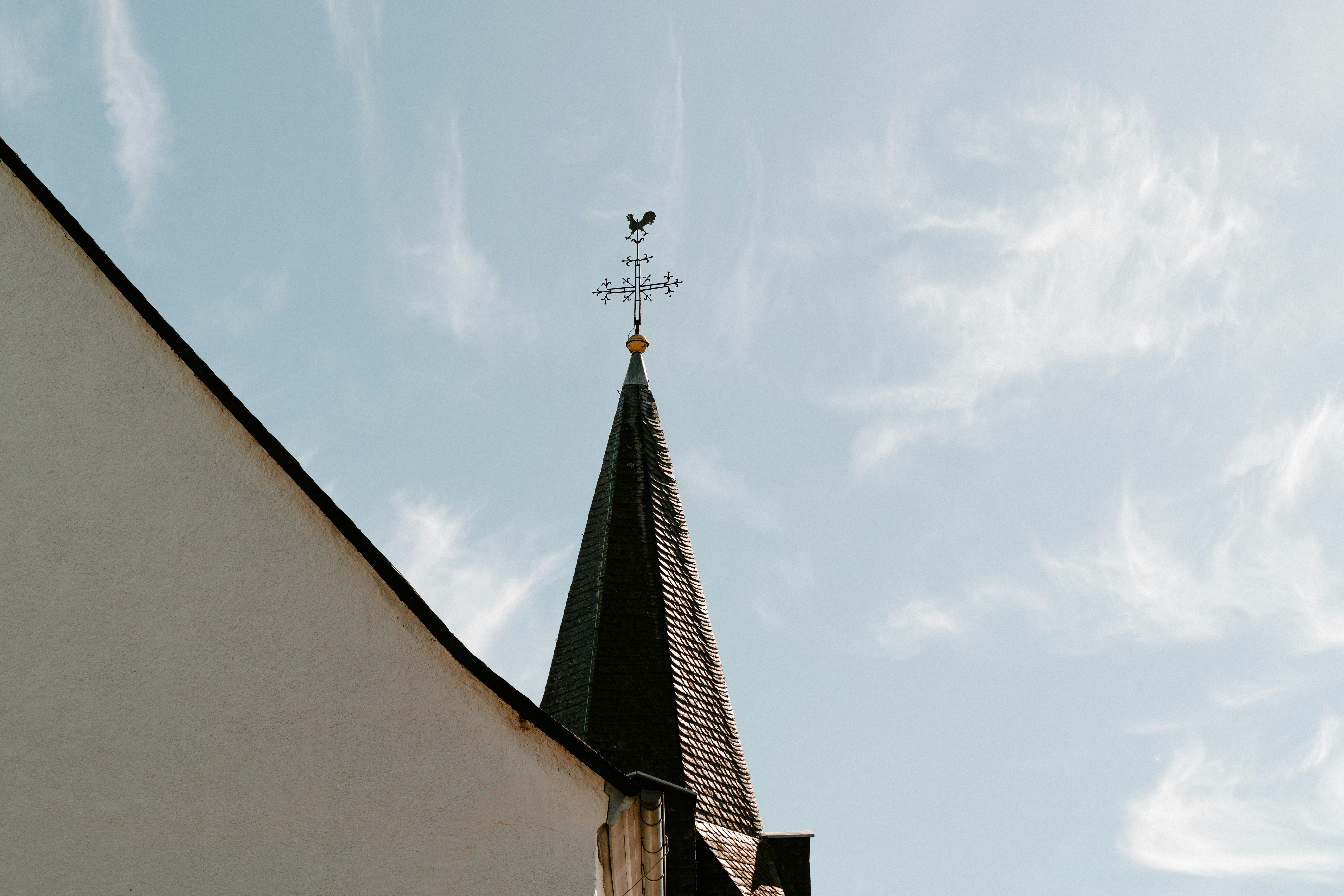 Spire silhouette against a clear sky