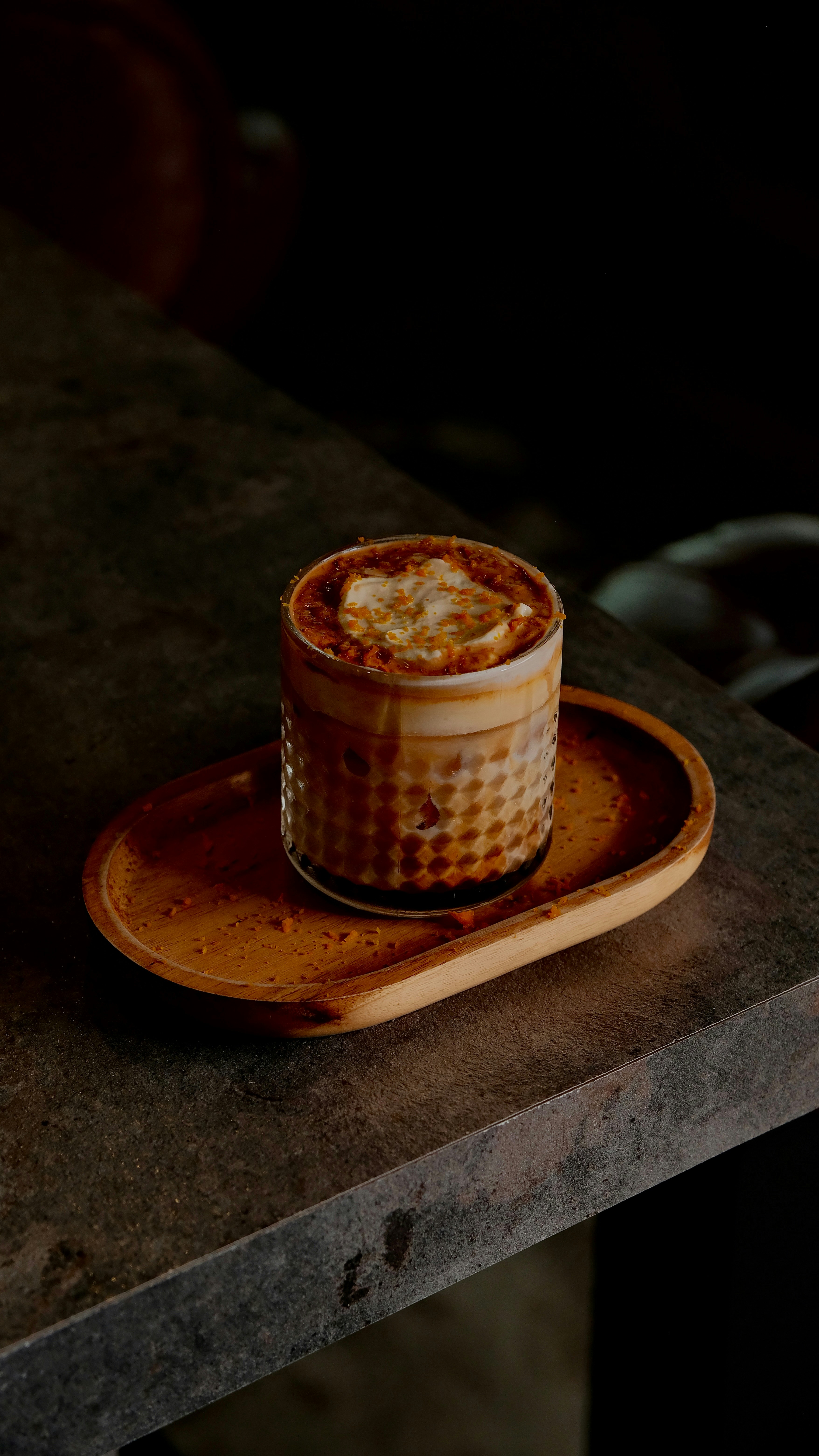 Foamy Espresso Glow on a Rustic Marble Counter