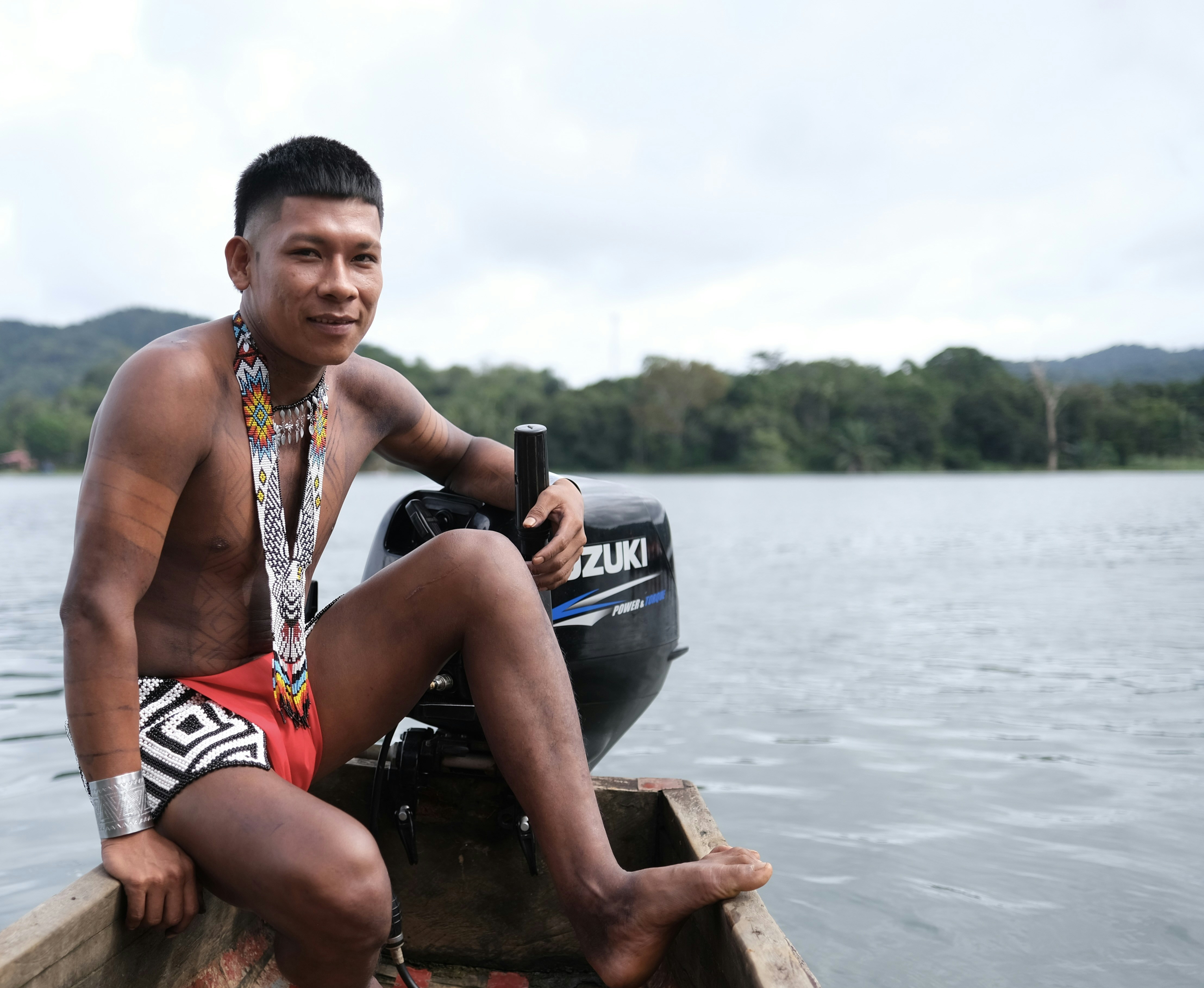 Beside the Boat: A Portrait on the Calm Lake