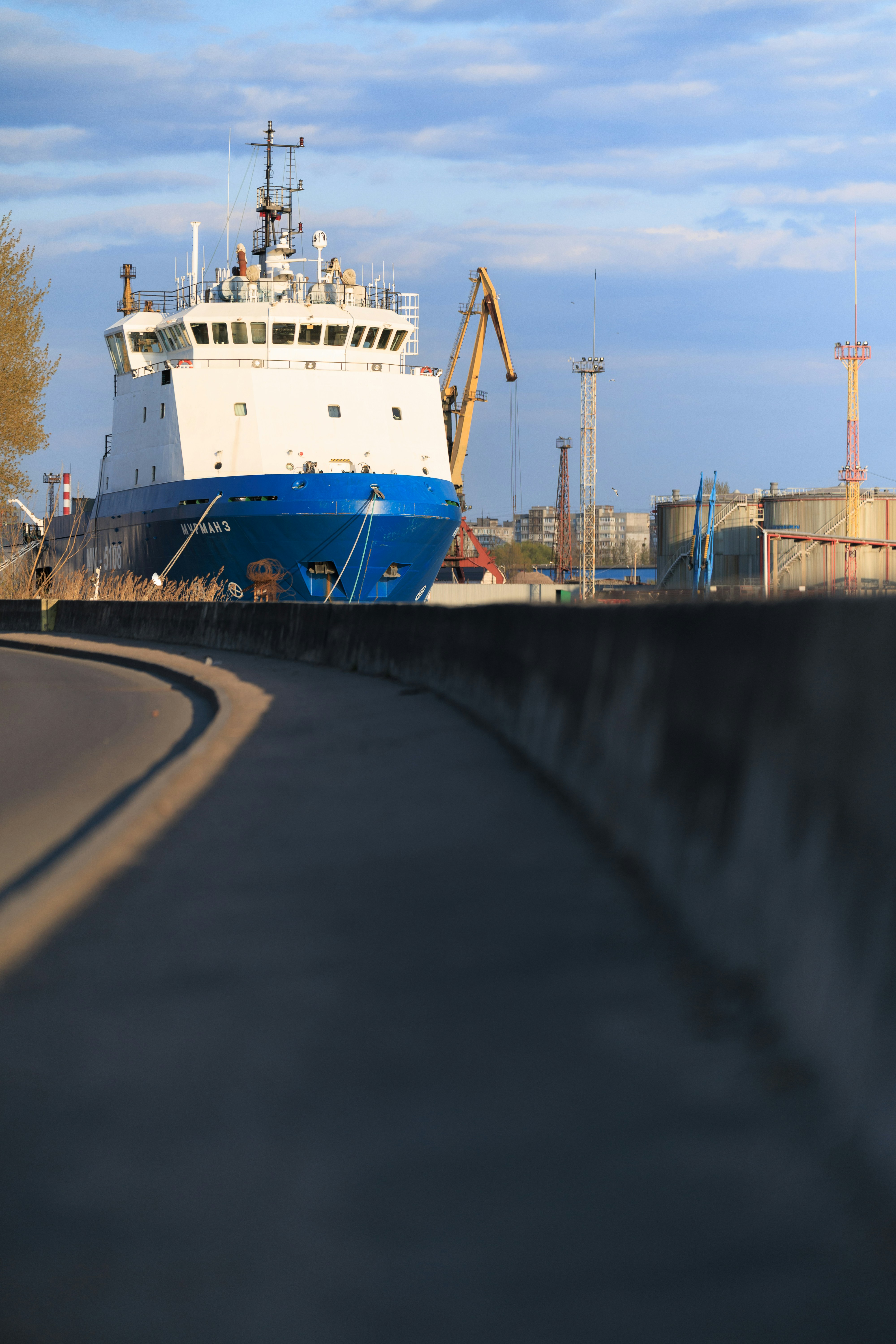 Dockside Blue: A Vessel Turns Homeward