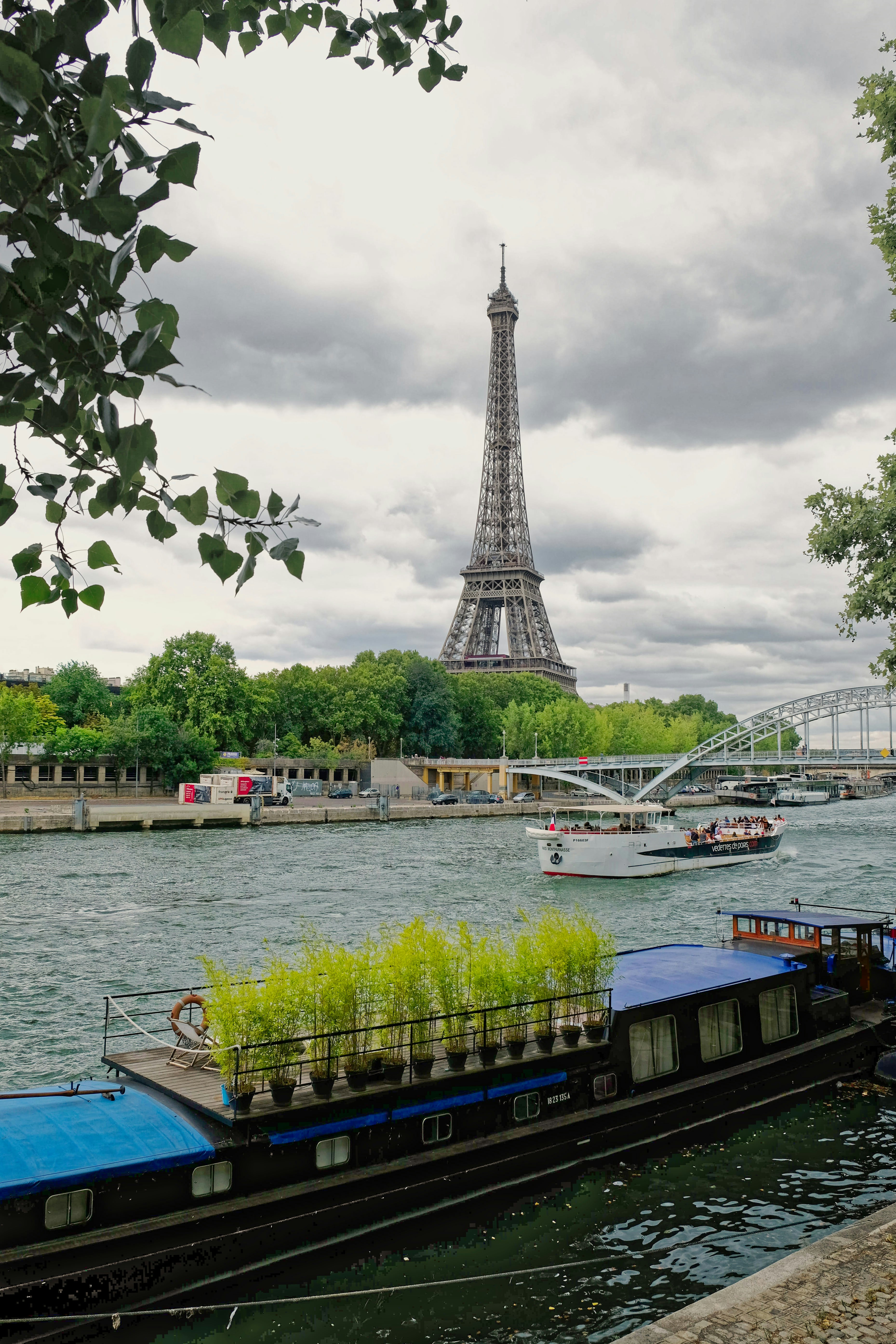 Parisian Riverfront with a Dreamy Overcast Sky