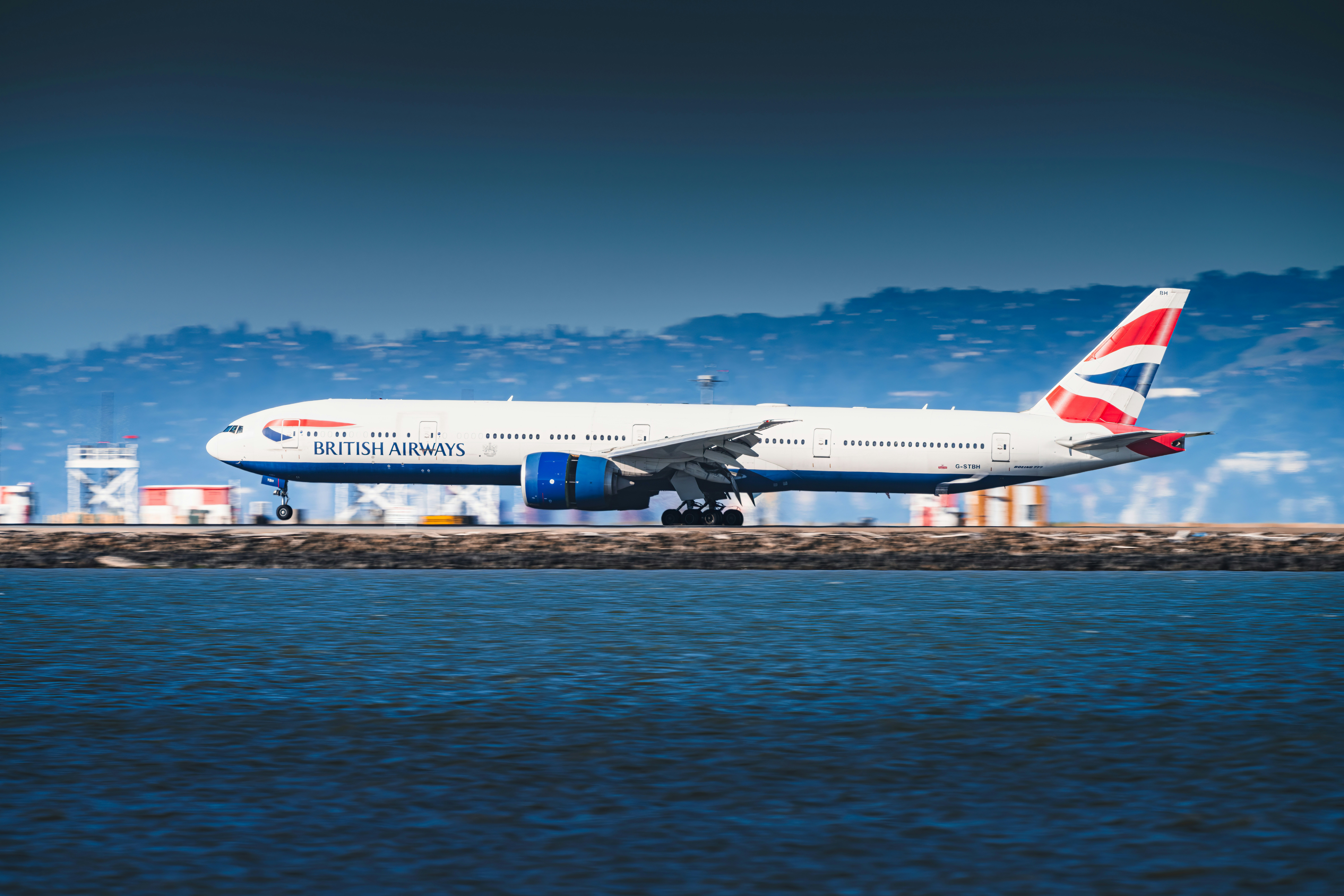 British Airways Boeing 777 landing at SFO from London-Heathrow.