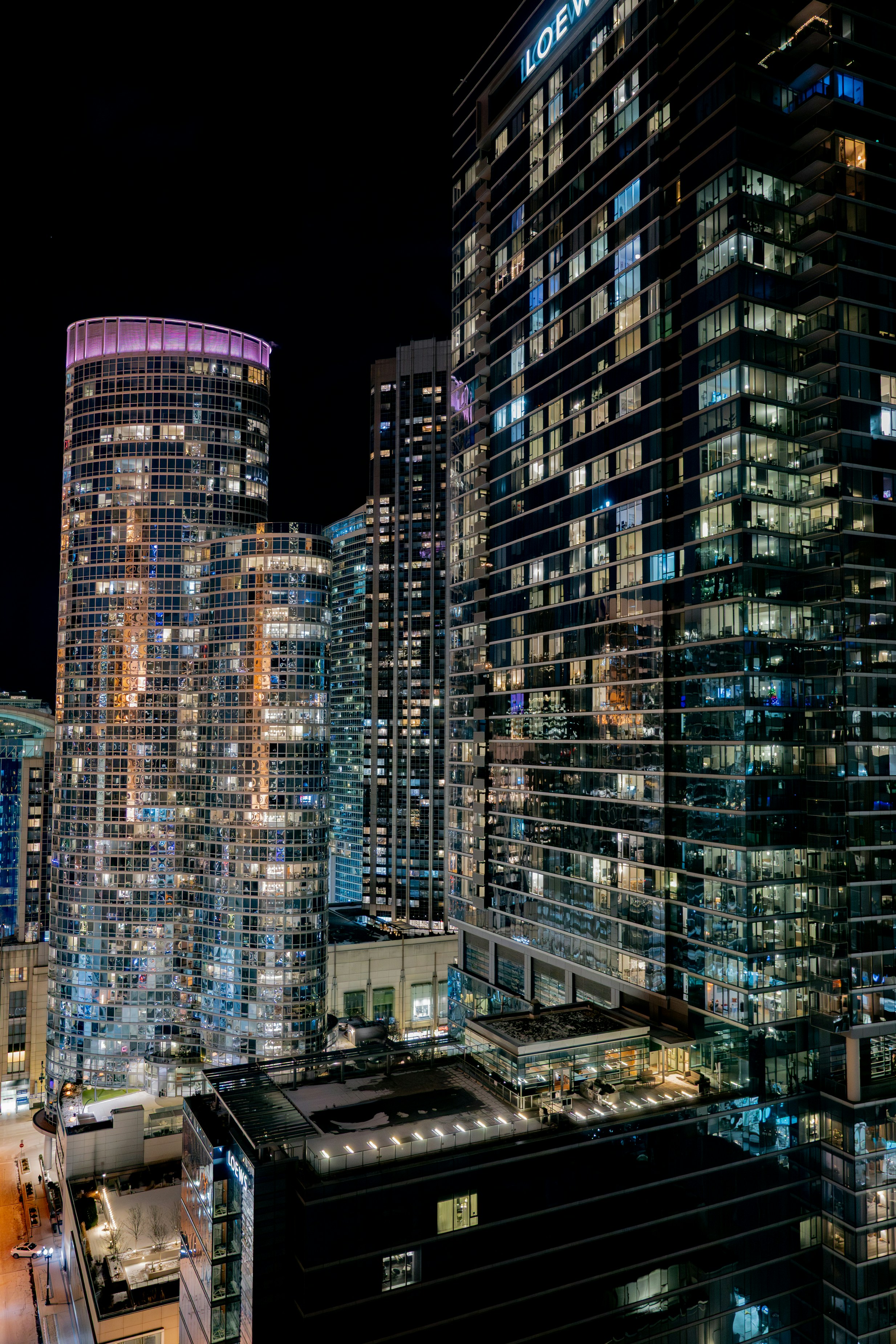 Neon Facades: Nighttime Urban Canopy