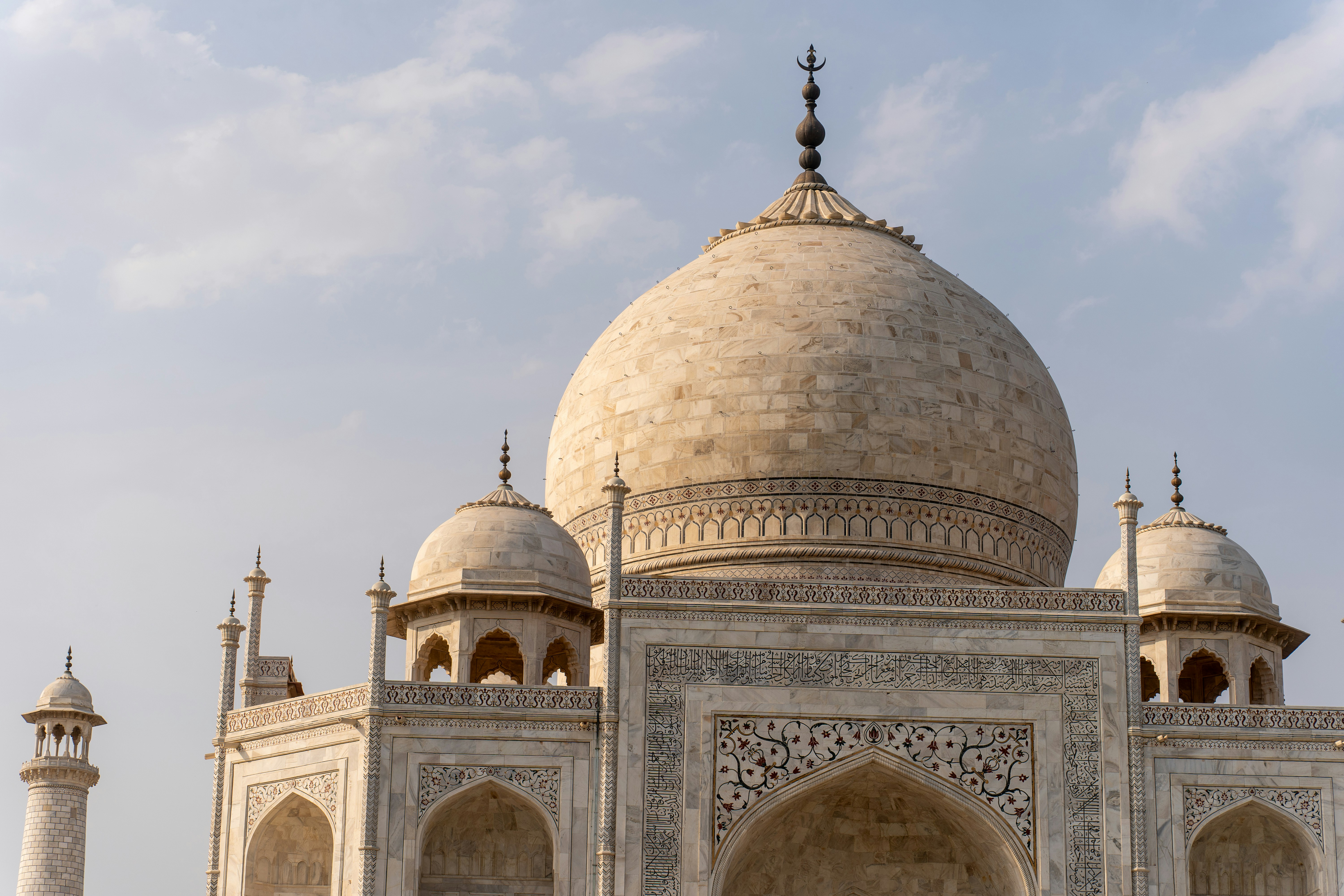 Domed Grandeur: A Corner View of the Taj Mahal