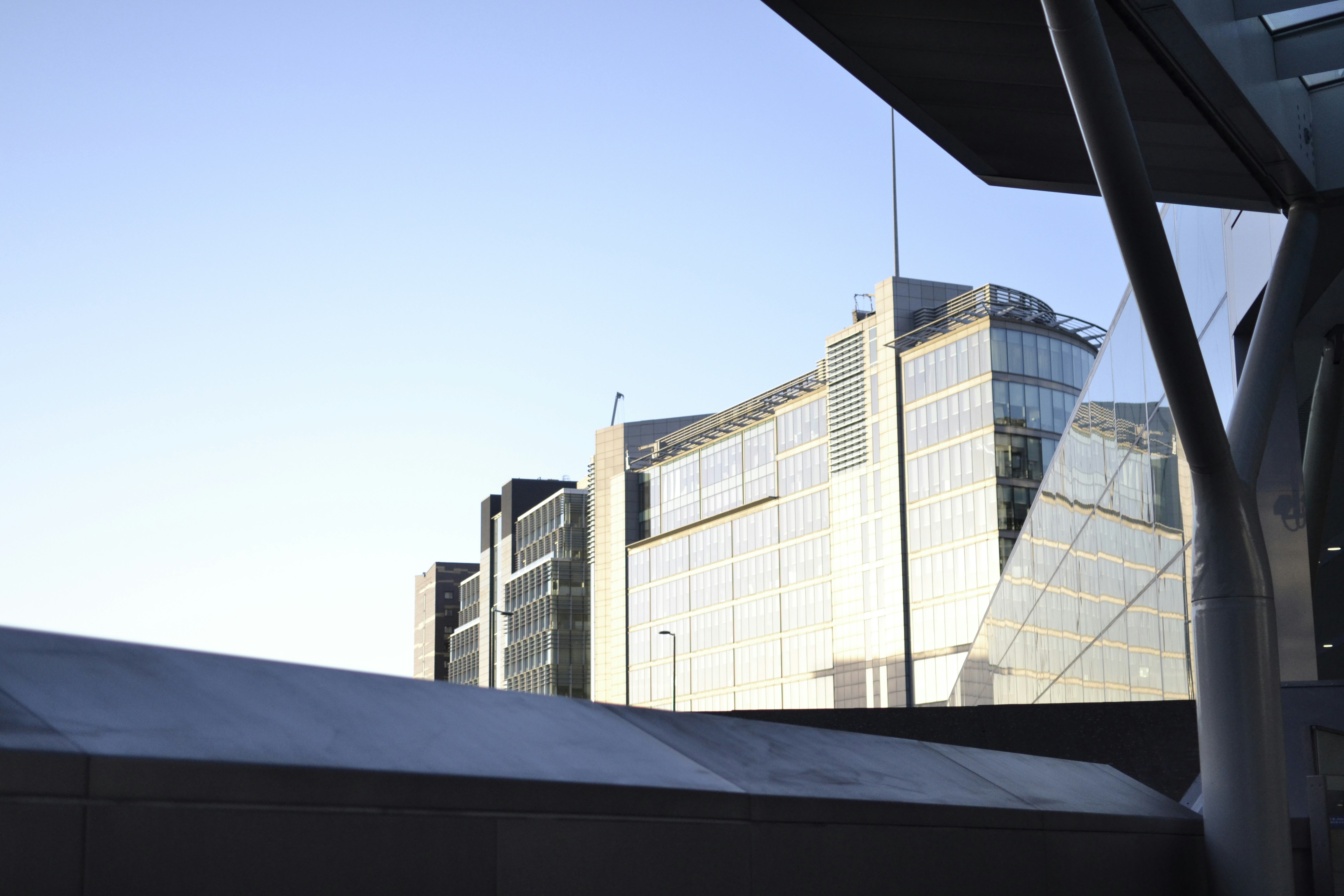 Glass Facades and Steel Angles: Urban Geometry at Dusk