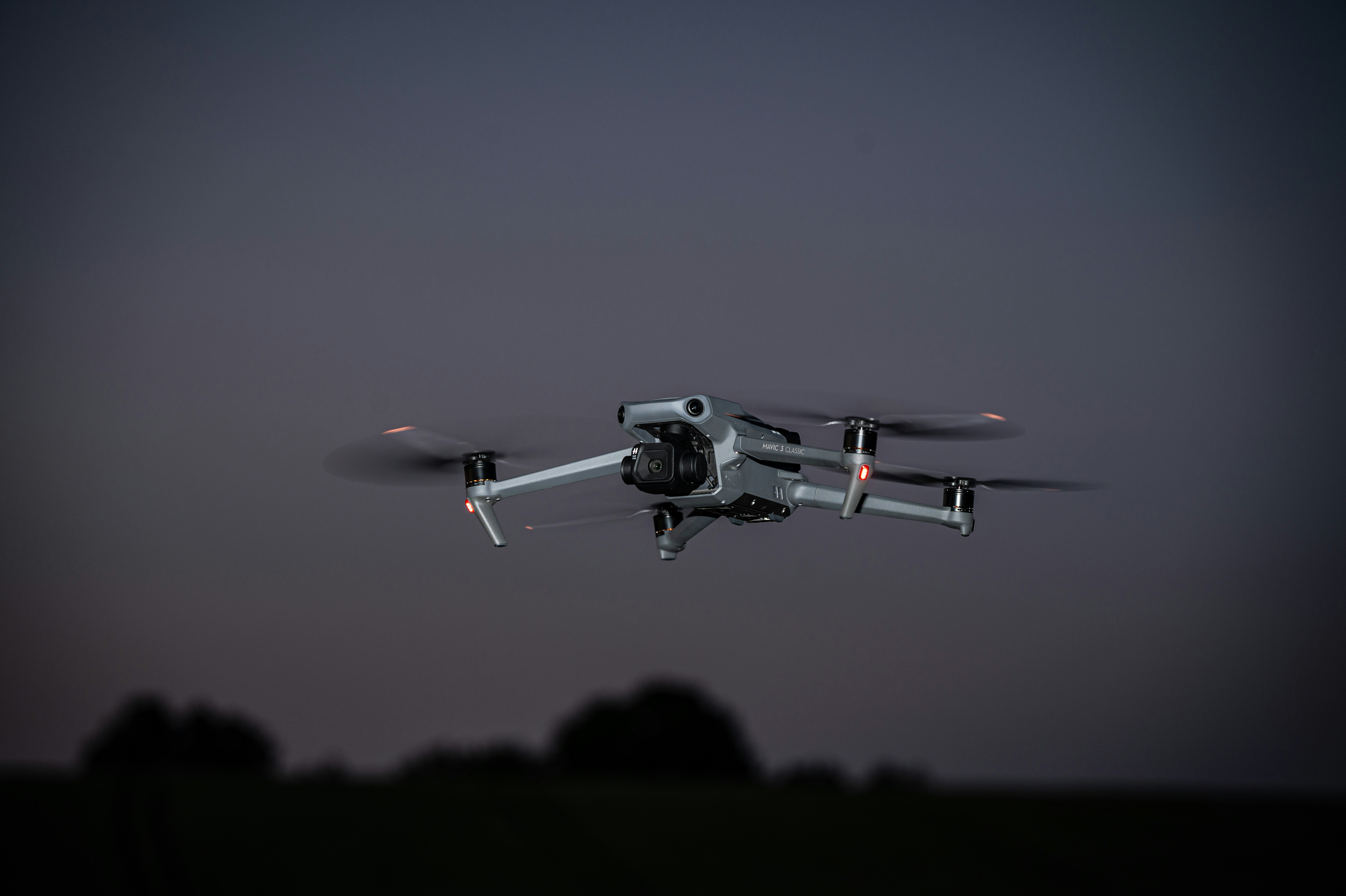 Mid-Flight Drone at Dusk: A Quiet Horizon