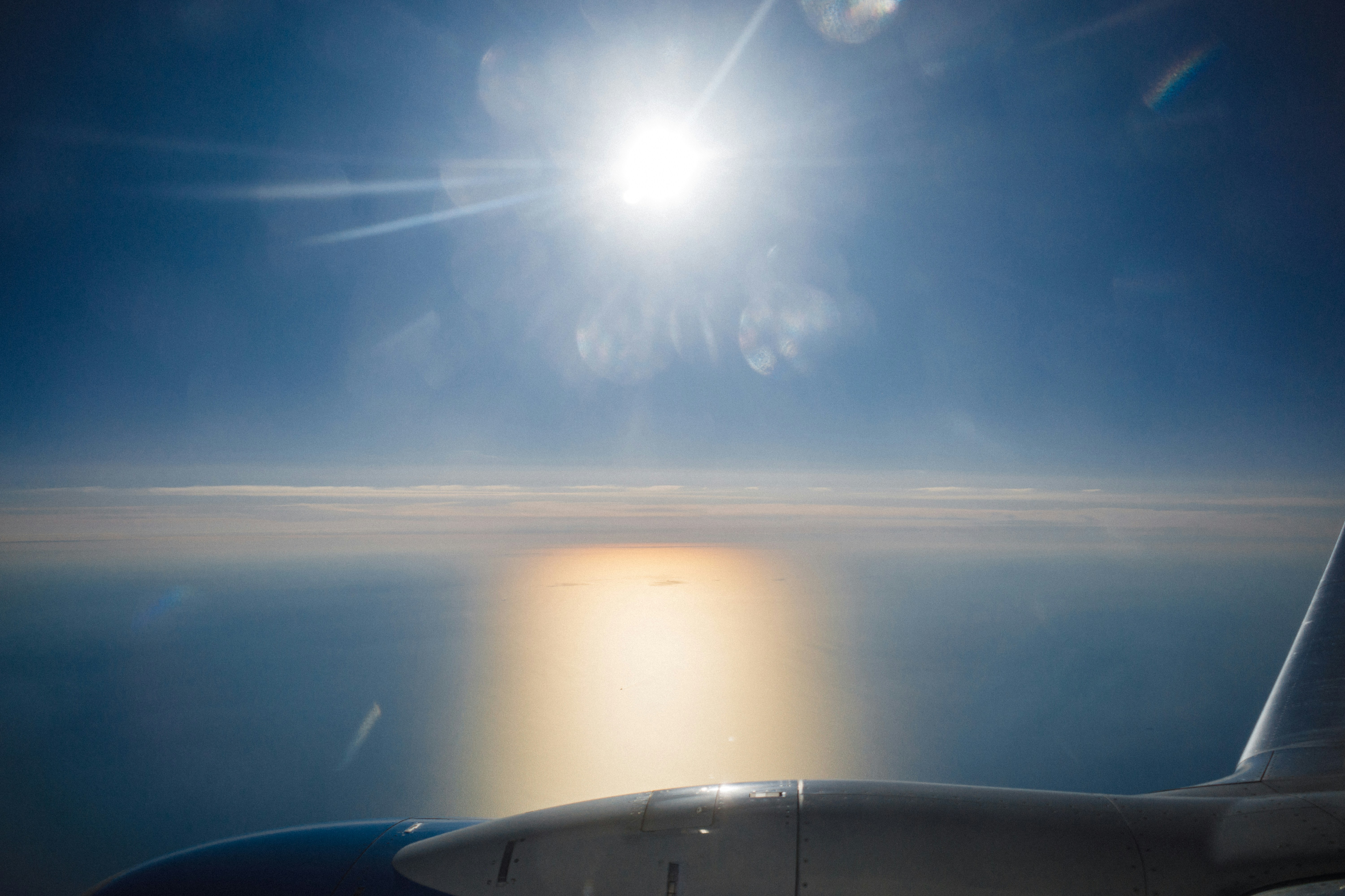 Sunlit Horizon: A Quiet Wing Over a Calm Sea