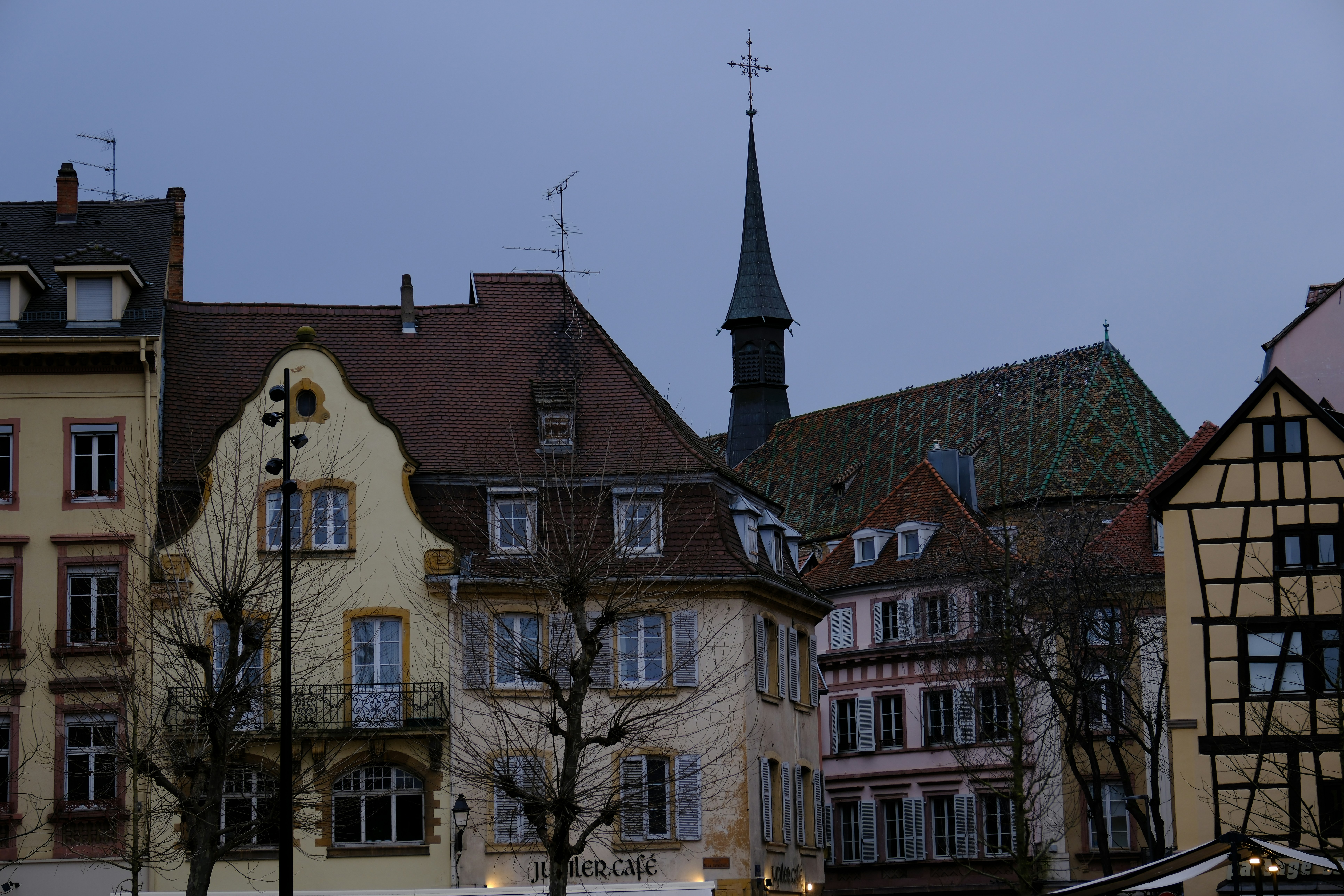 Pastel Facades Under a Quiet Evening Sky