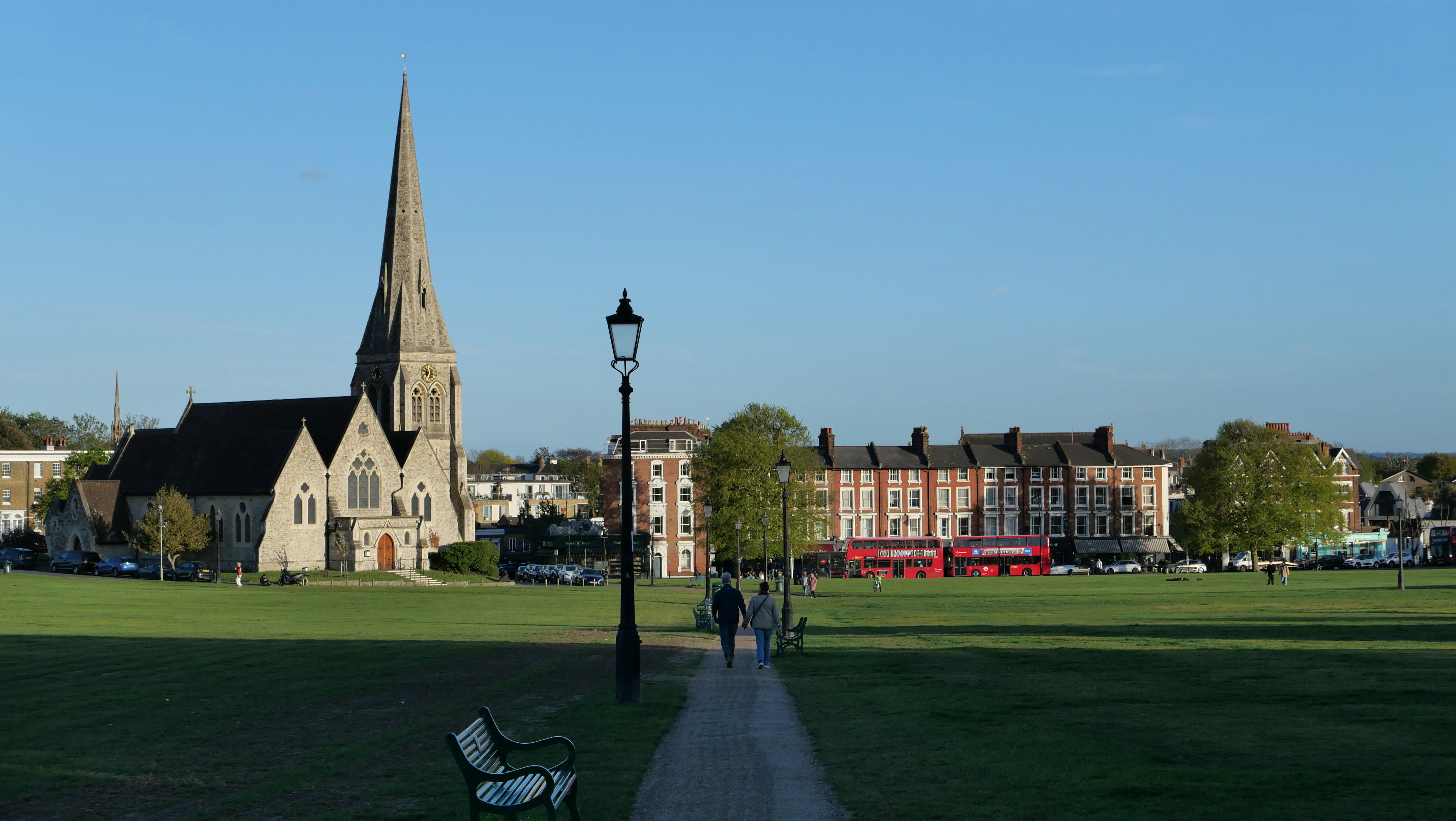 Toward the Spire: A Quiet Park Walk by the Historic Church