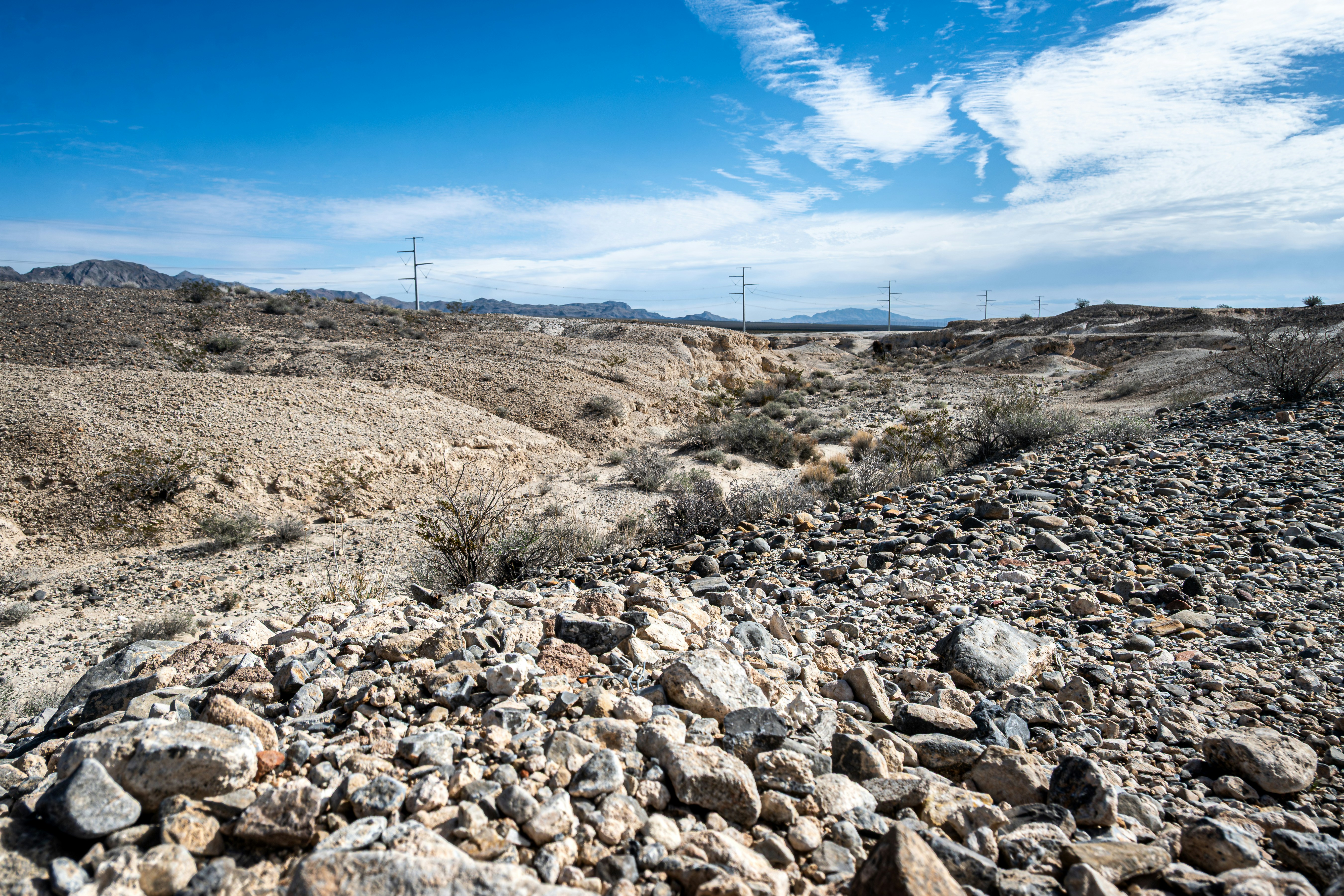 Desert Quarry under a Wide Blue Sky