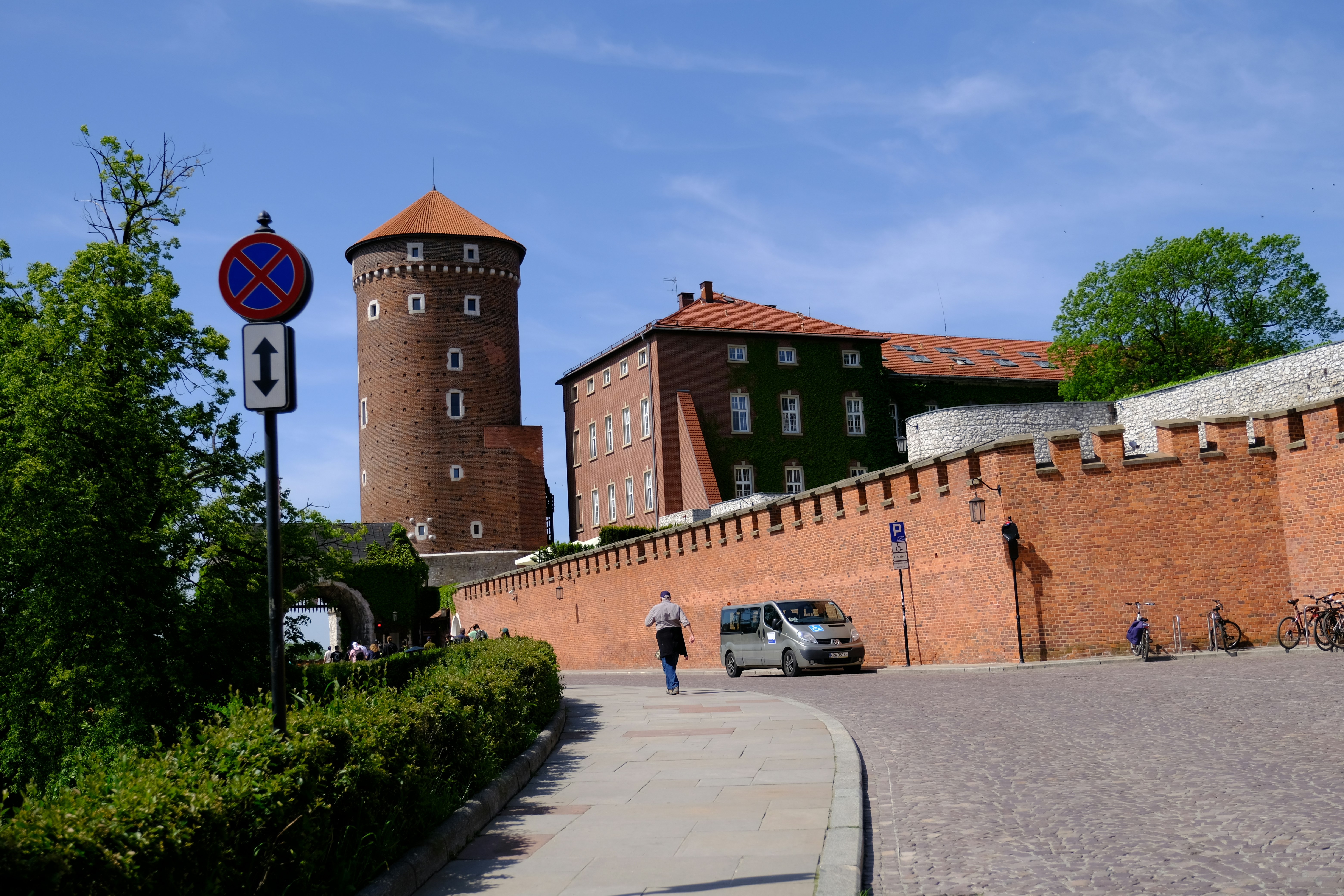 Castle Gatekeeper: A Cobblestone Path Beneath Towered Defenses