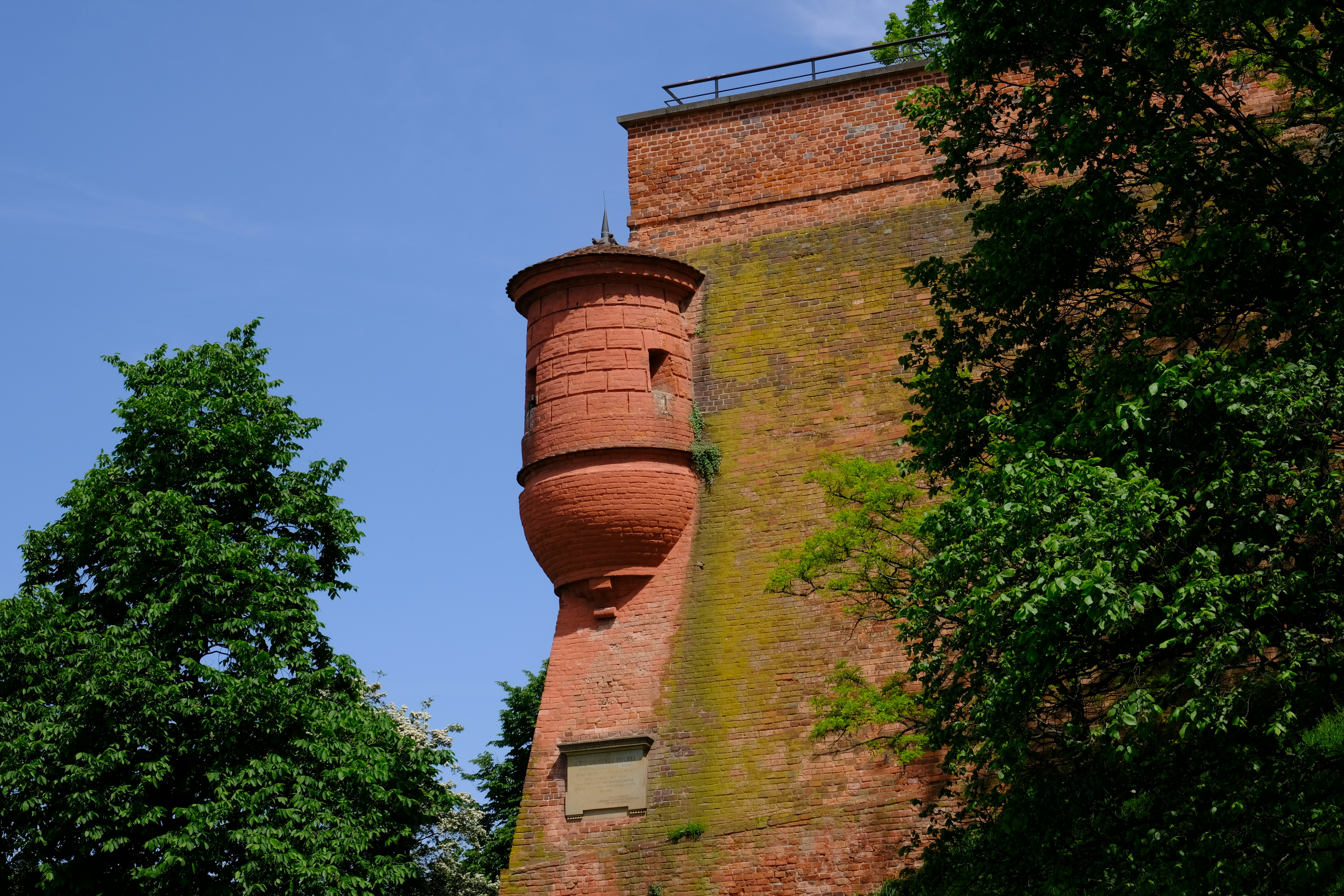 Brick Turret Against Verdant Backdrop