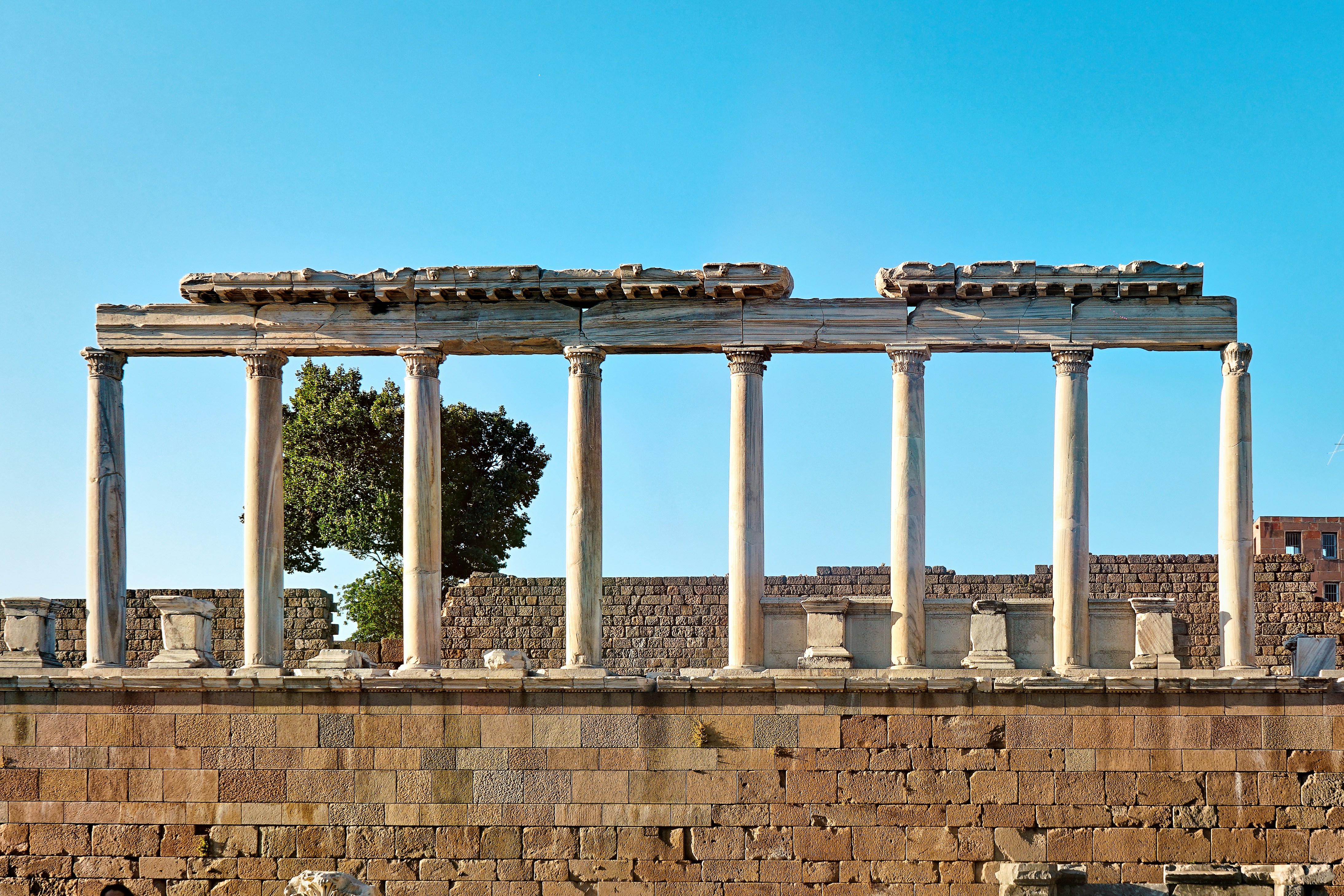 Ruins of the Long Colonnade Under a Clear Sky