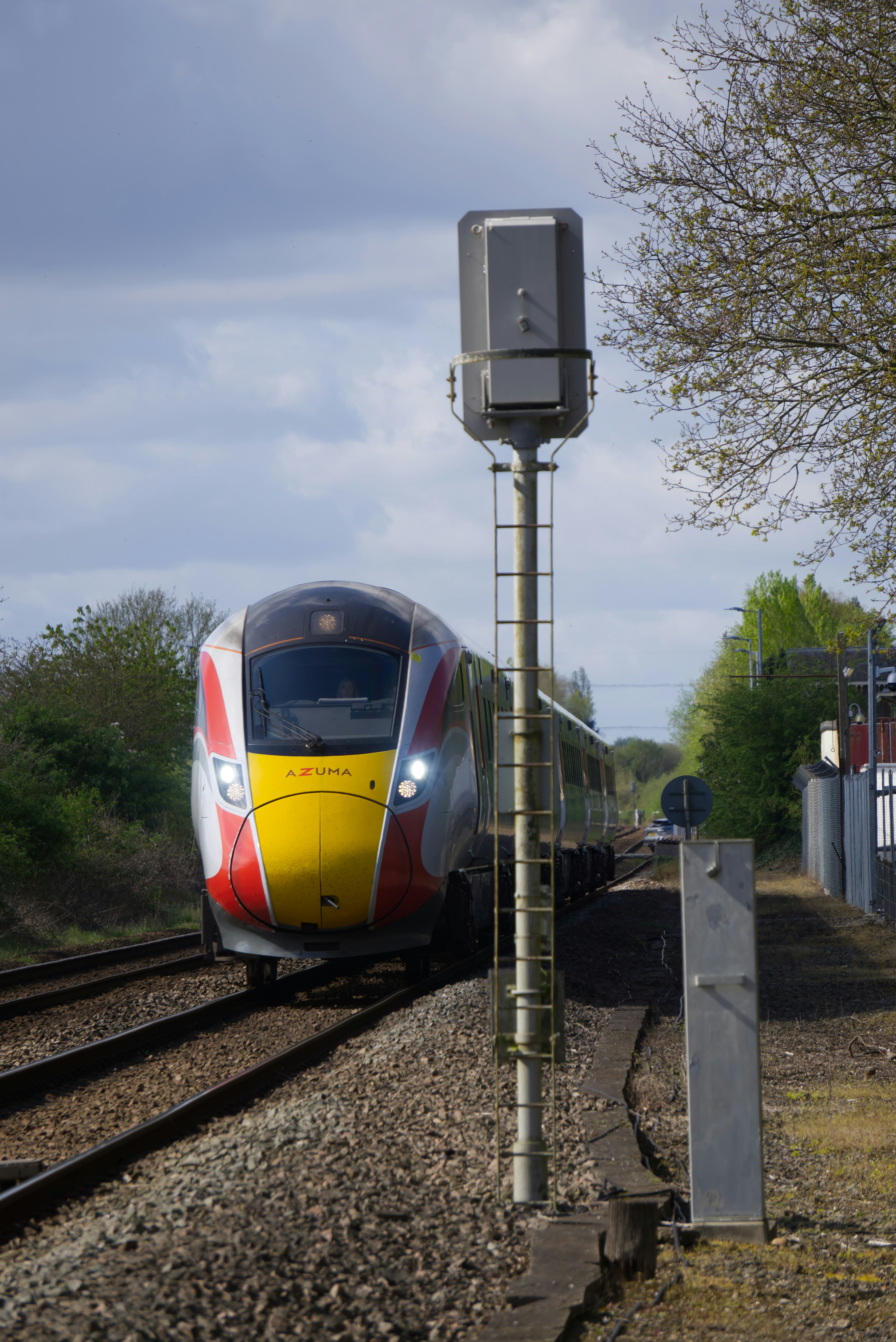 Azuma Express: A Passenger Train Emerges from the Trackside Horizon