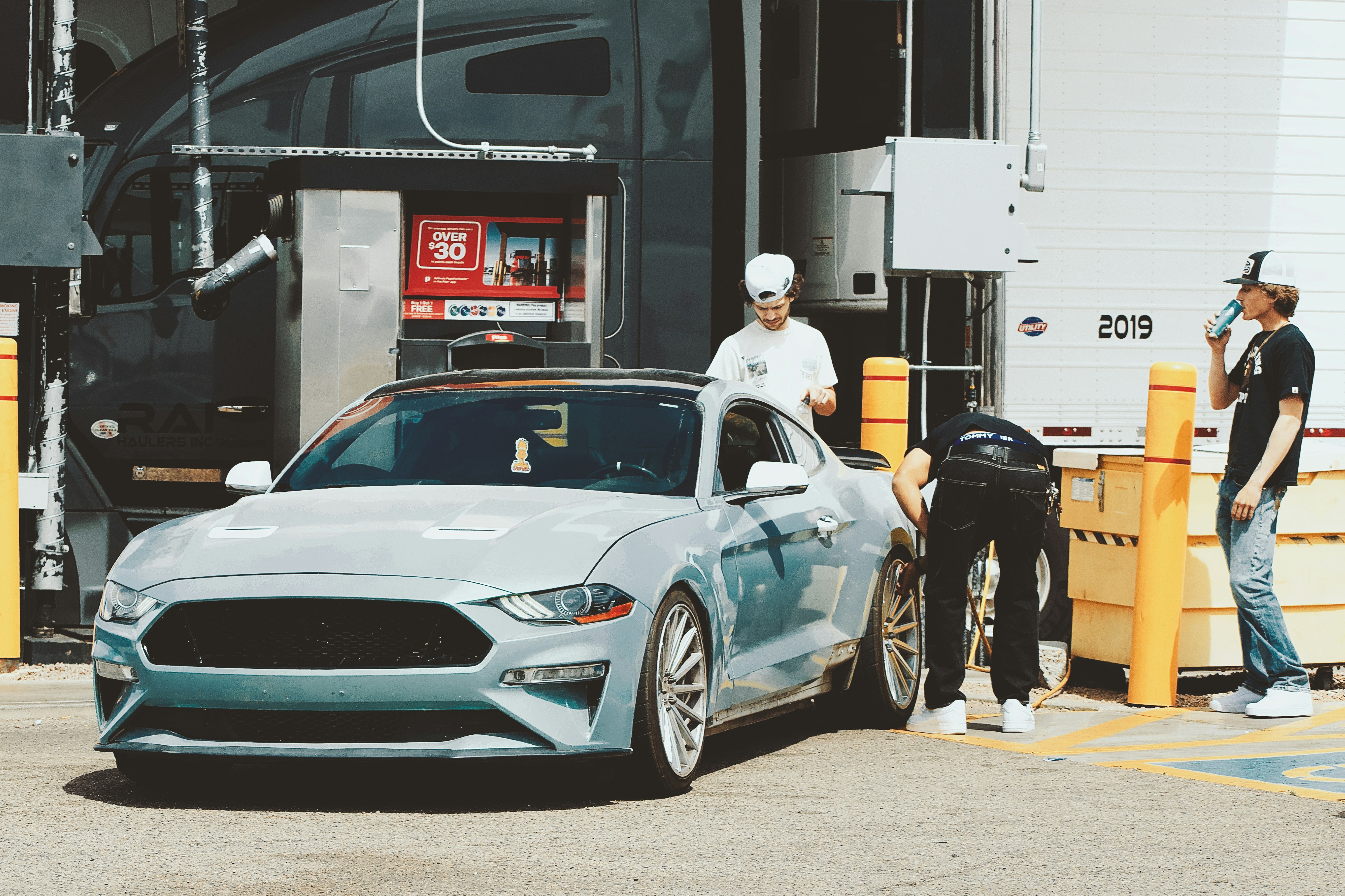 Sleek Blue Mustang at the Service Lane