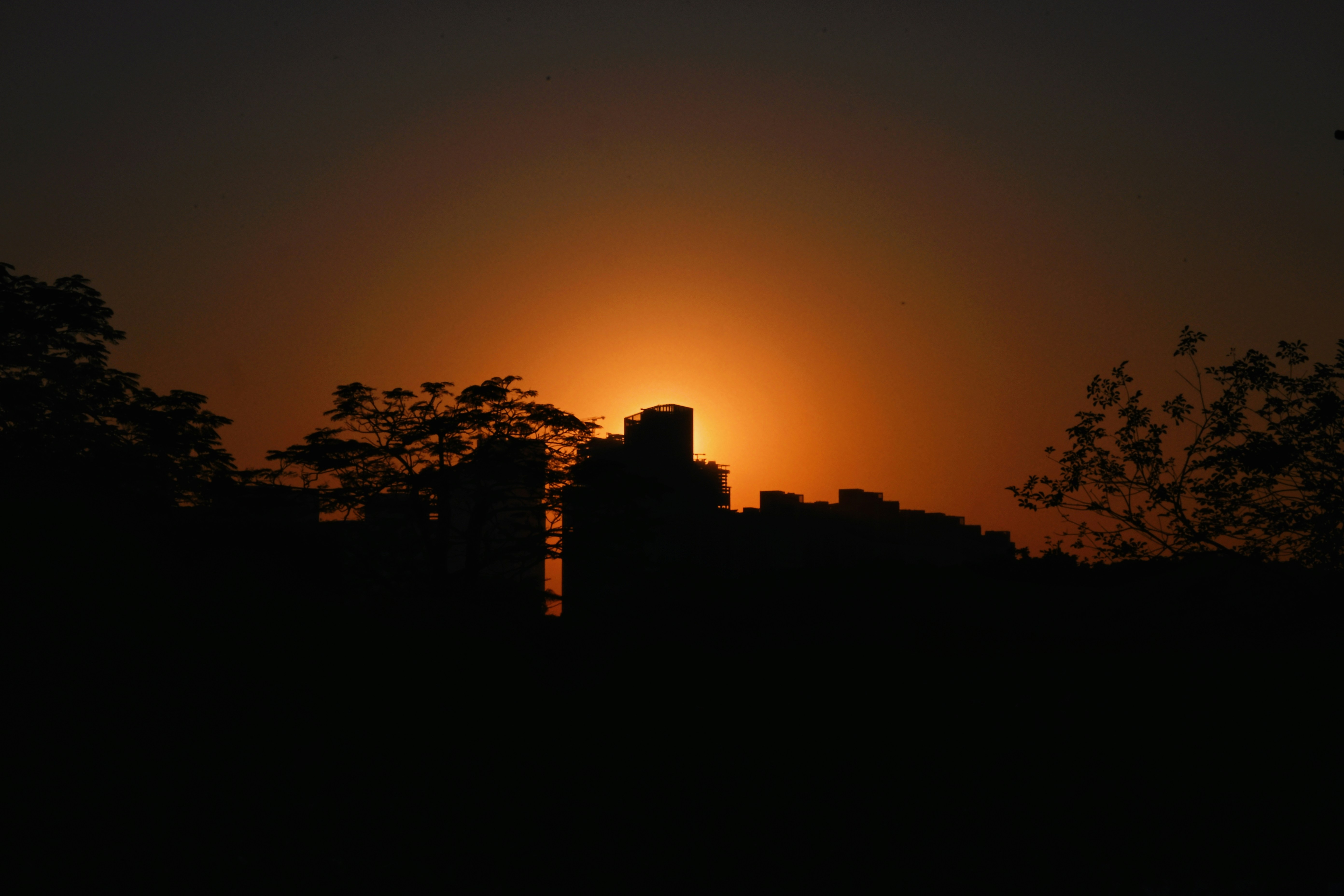 Sunset Silhouette Over a Quiet Skyline