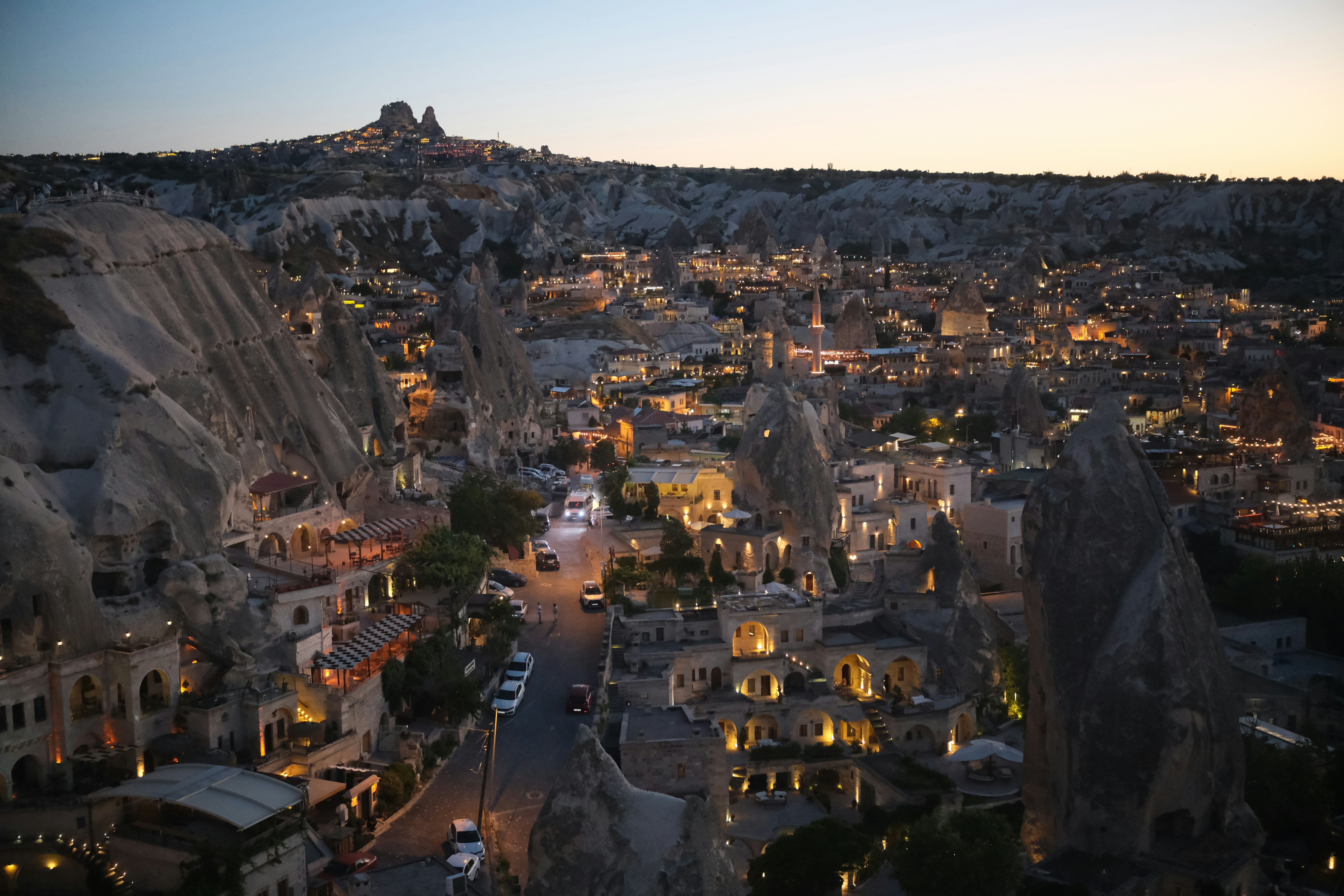 Twilight Over a Cappadocian Village carved in Stone
