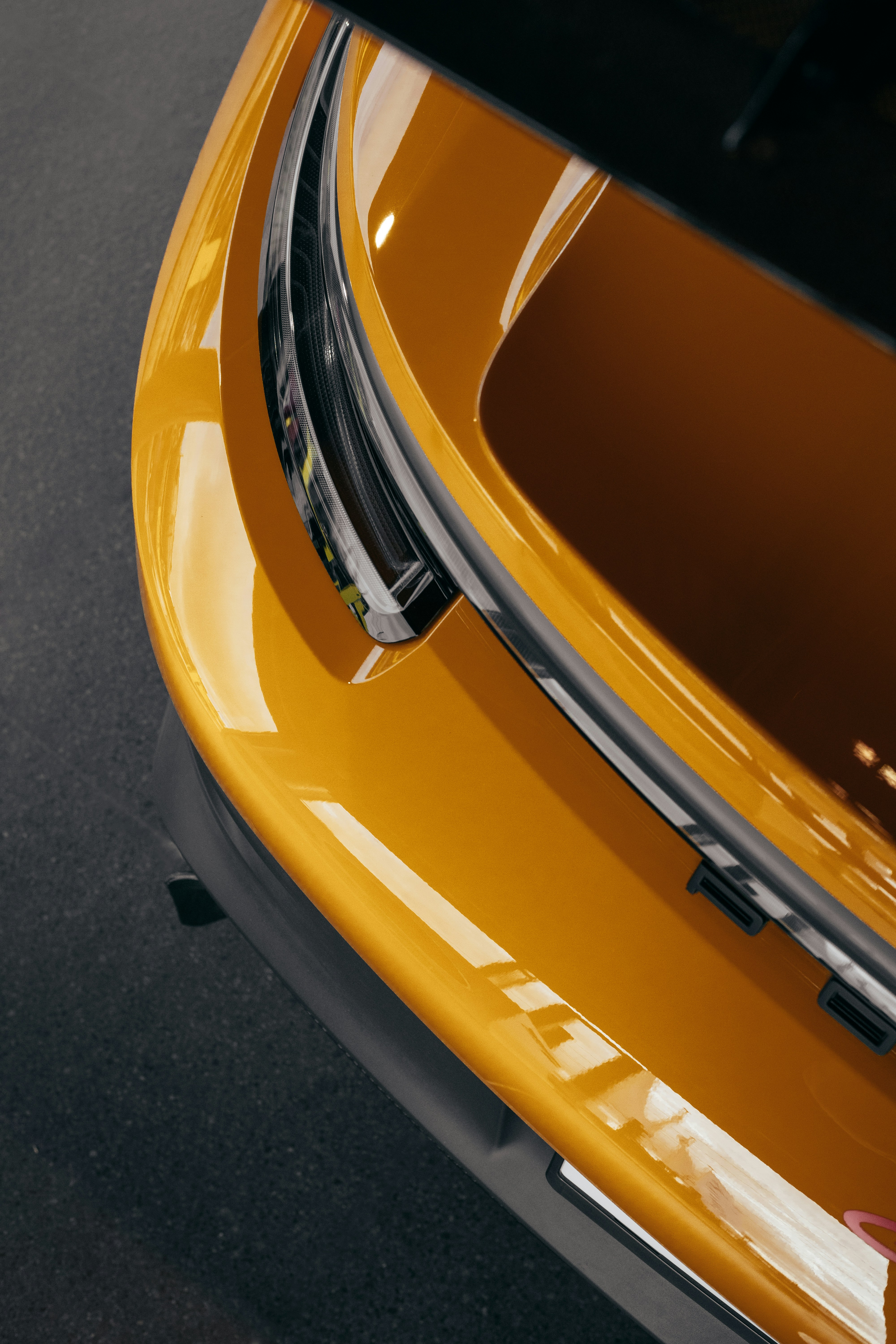 Golden Accents: A Close-Up of Painted Curves on a Sports Car