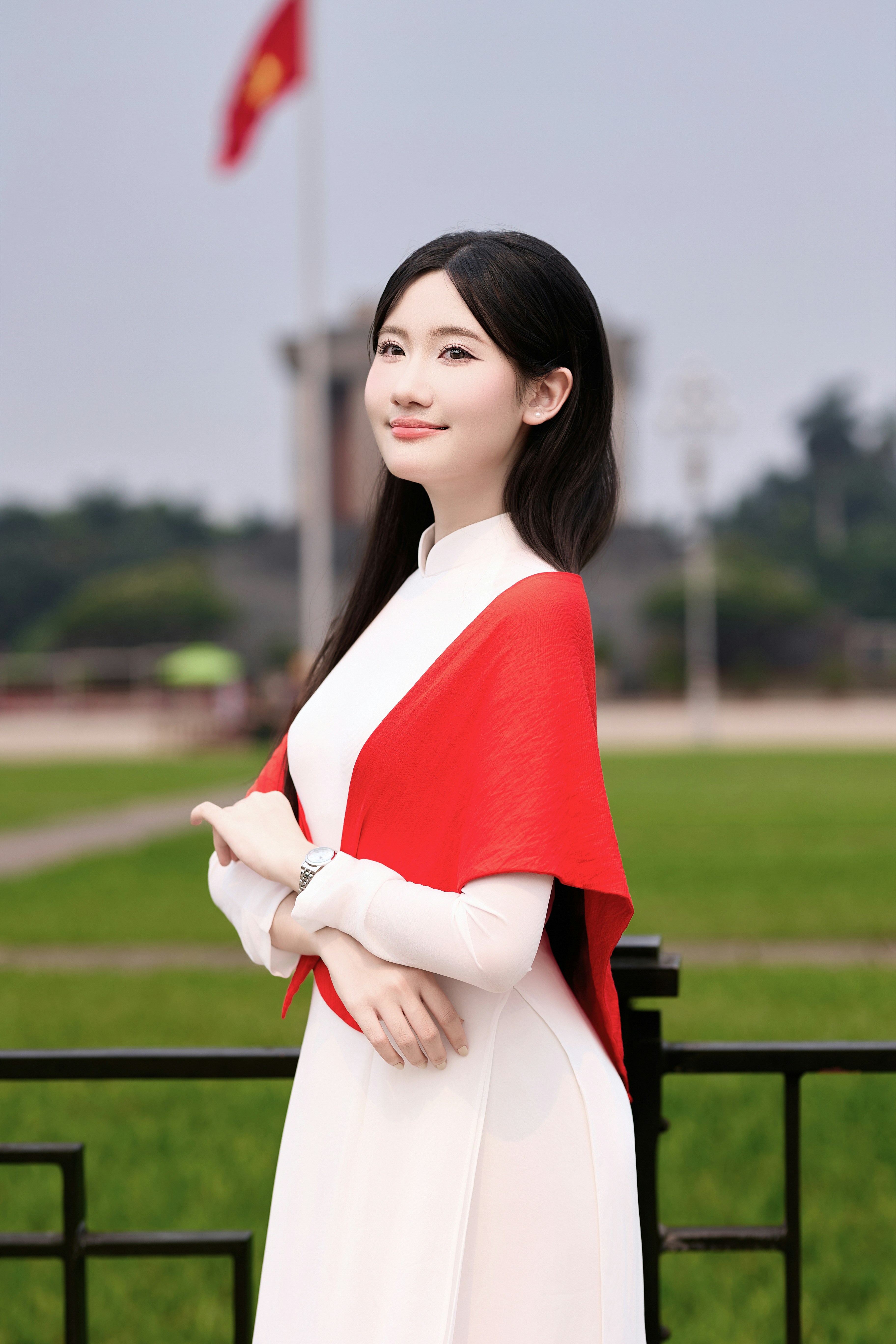 Grace on the Green: Portrait in the Red and White