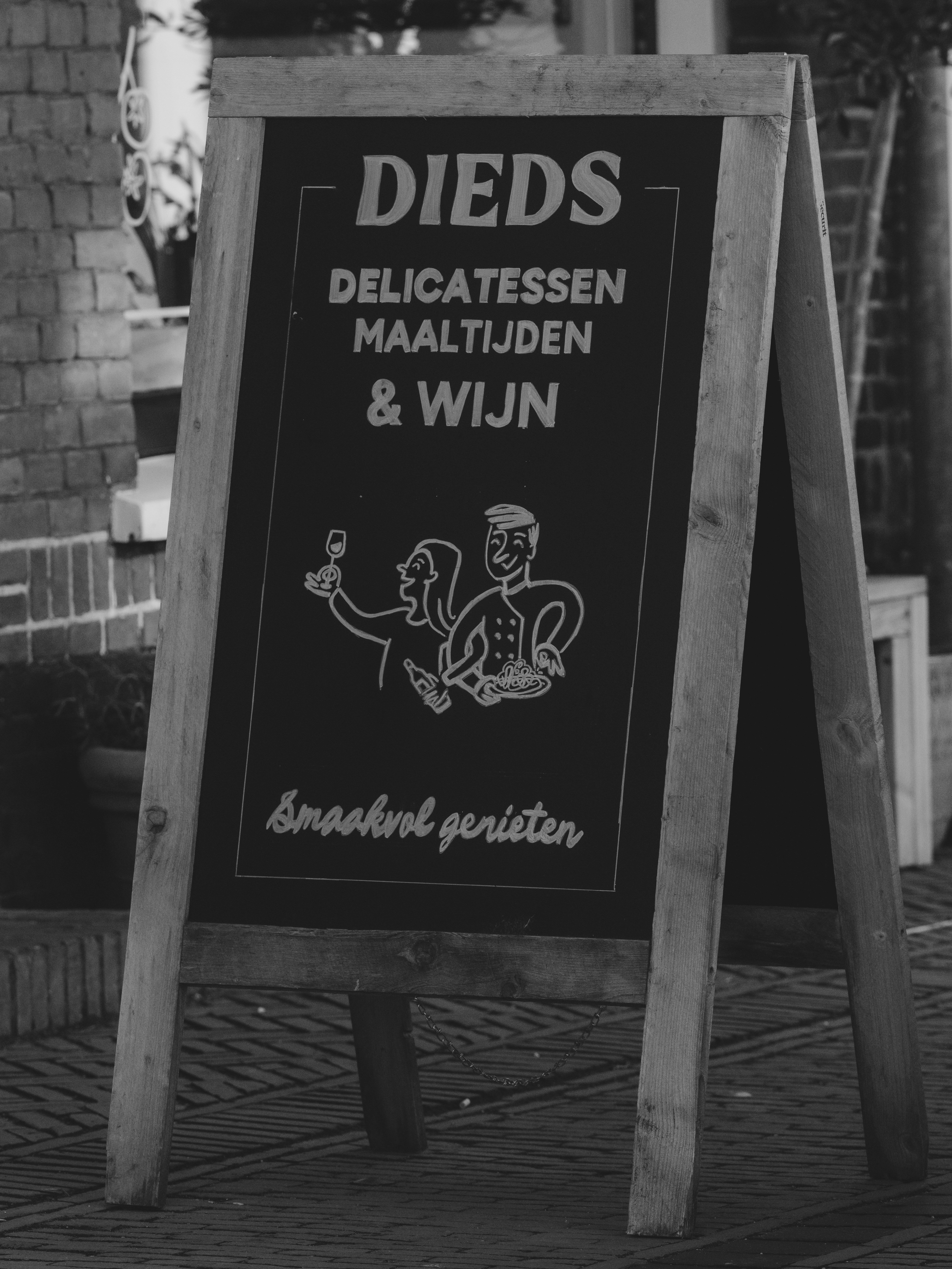 Chalkboard Menu Sign with DEDs Delic--- (Dutch) On A-Frame