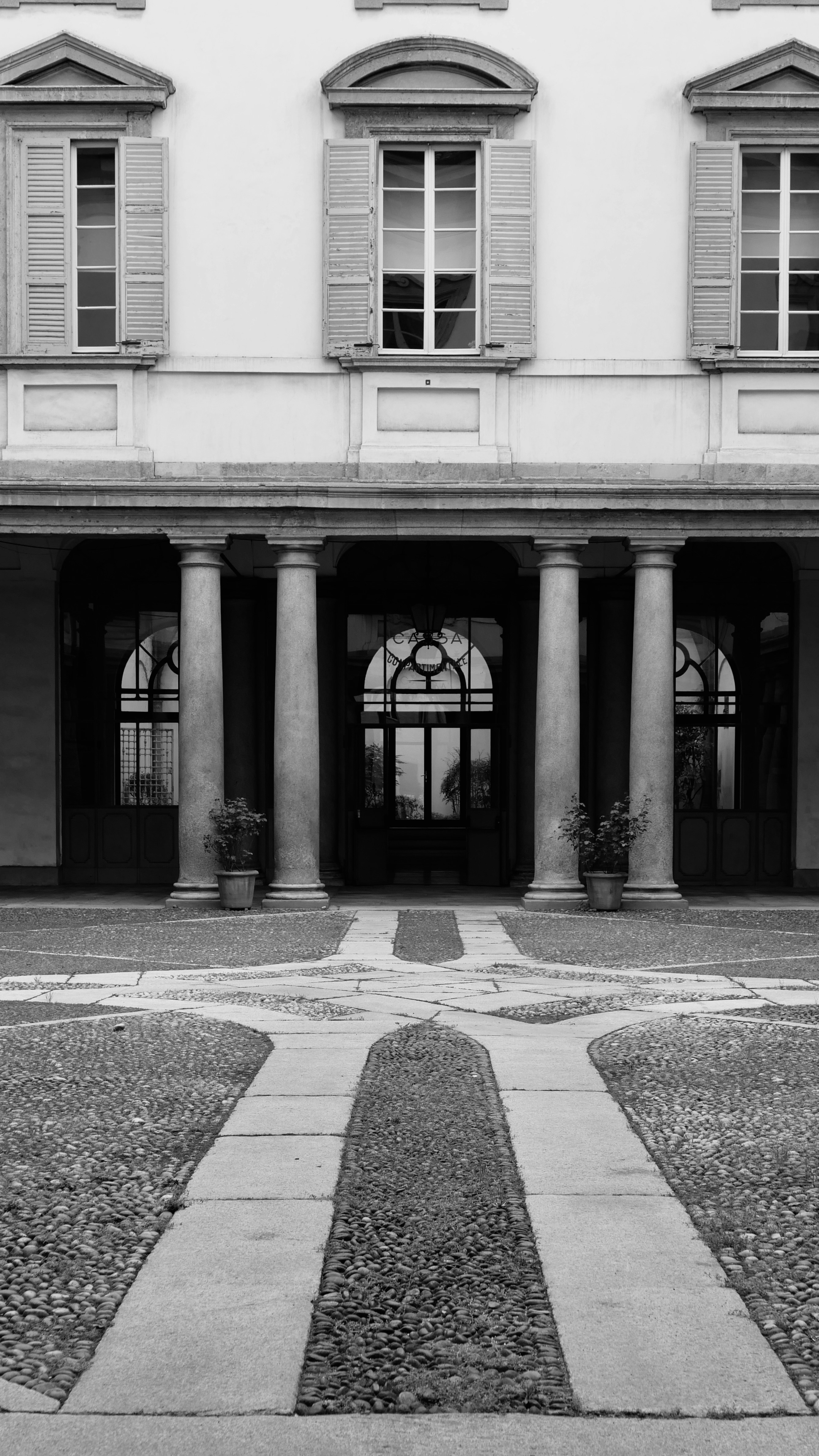 Symmetrical Portico in Monochrome