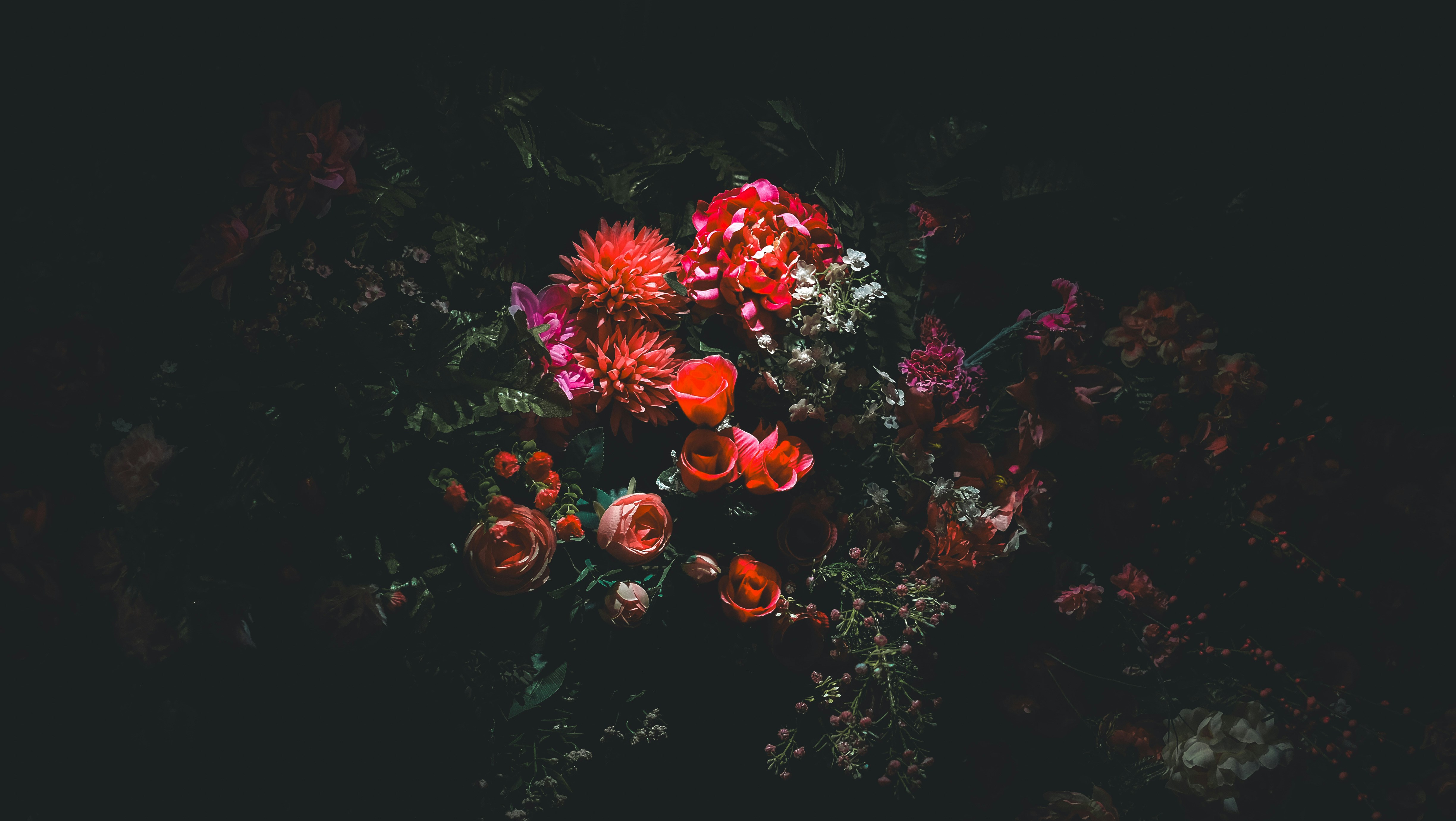 Midnight Bouquet: A Halo of Color in Velvet Darkness