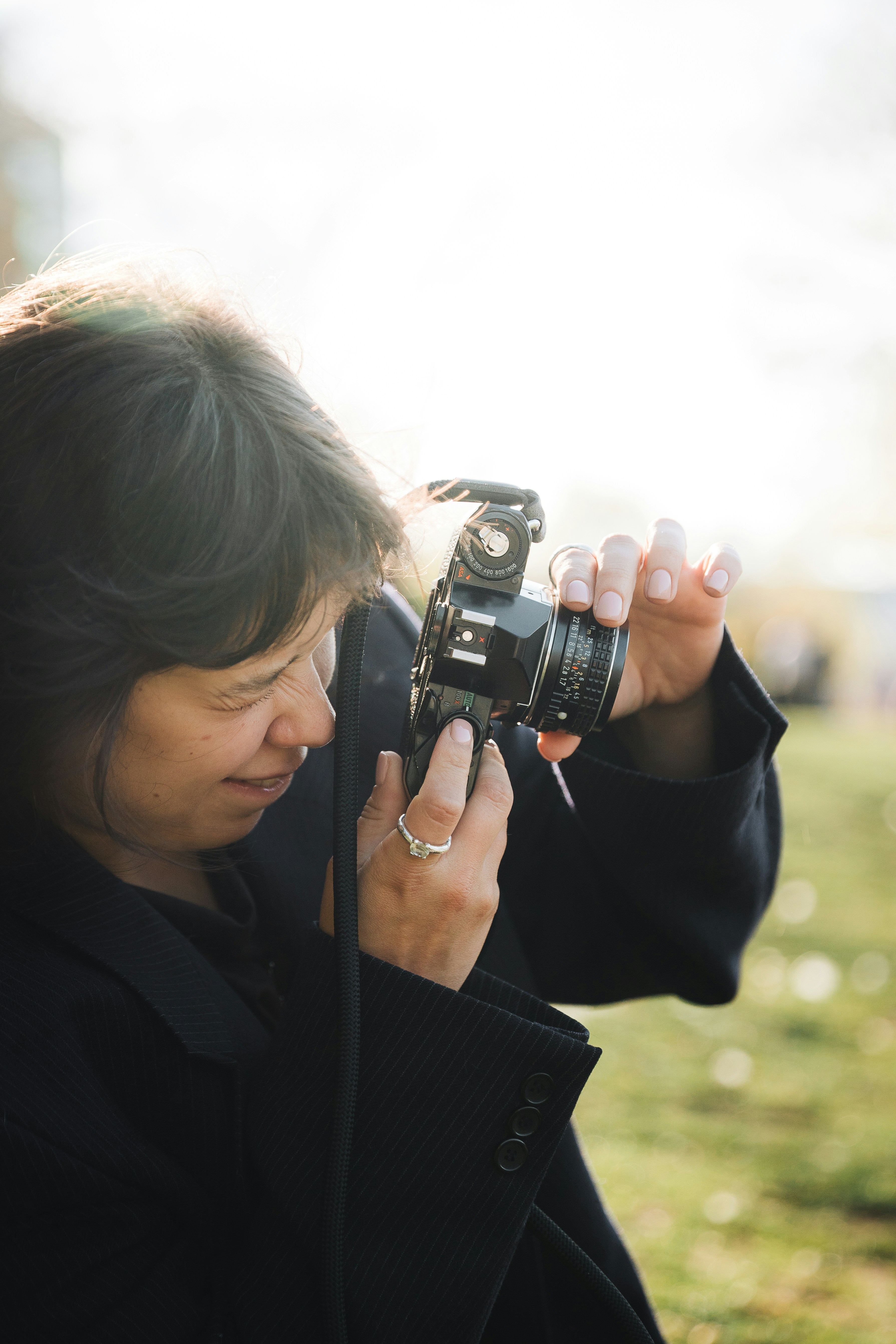Portrait of a photographer in the golden backlight