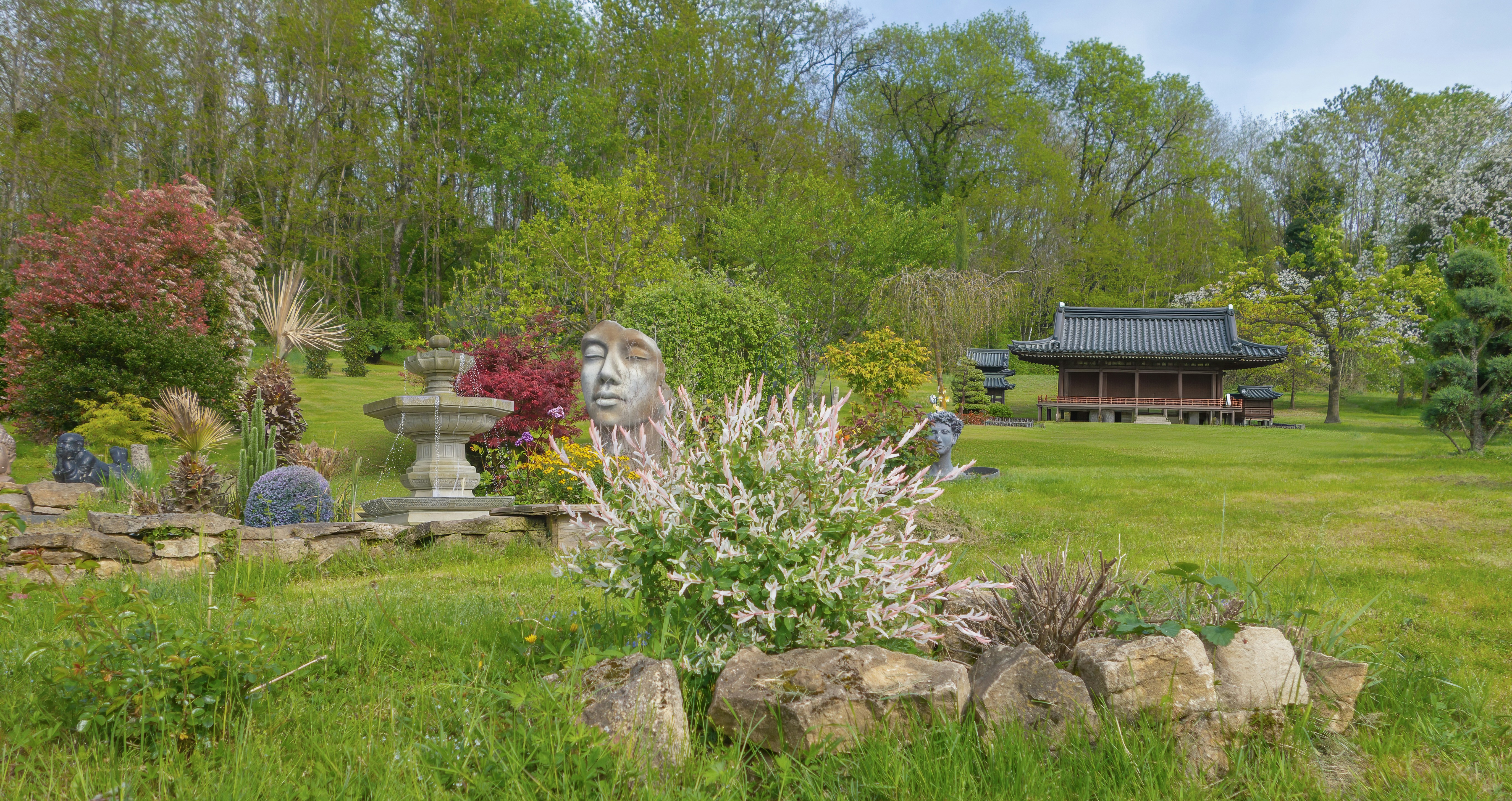 Garden of stone and serenity: a tranquil temple garden scene