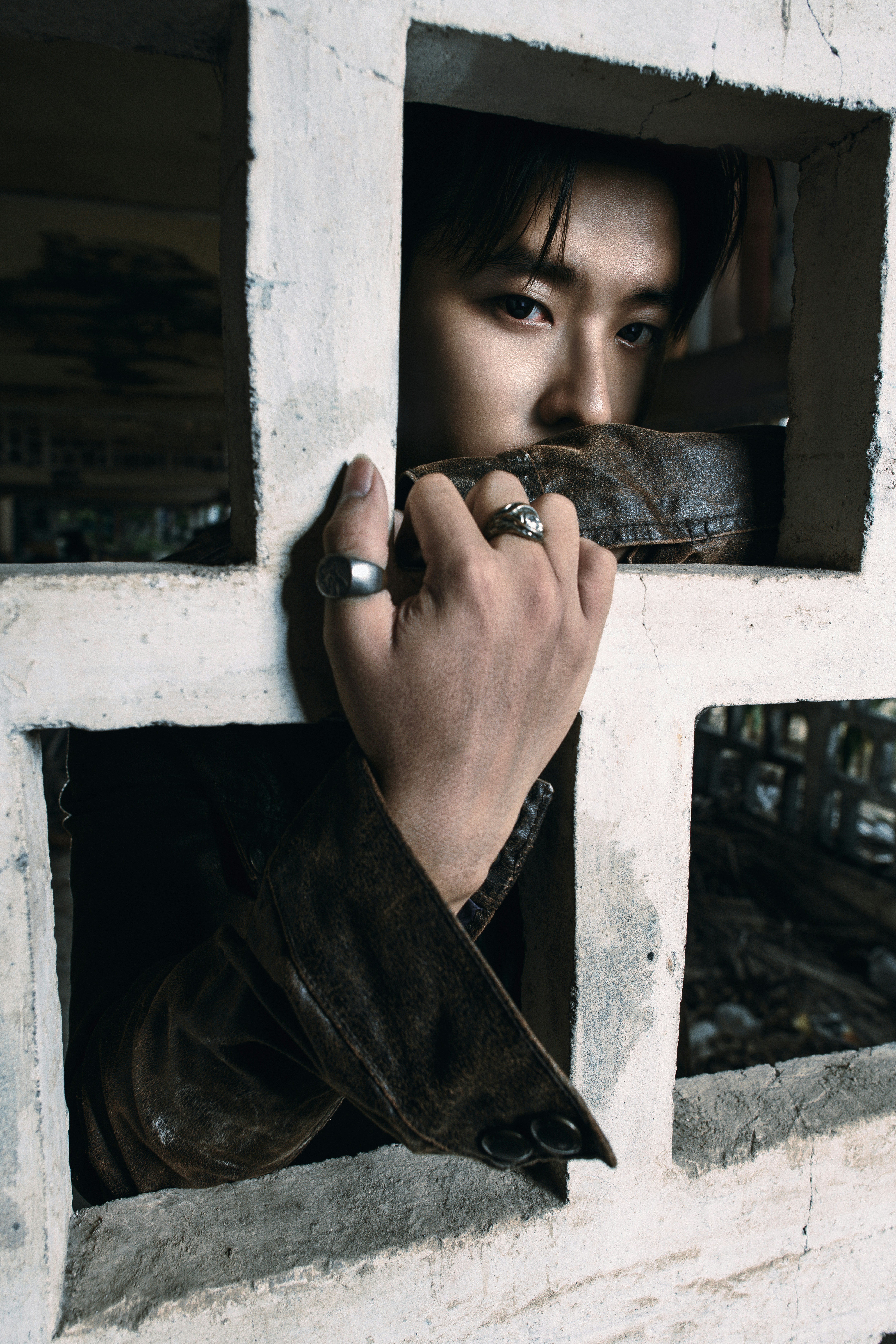Veiled Gaze Through Concrete Grids