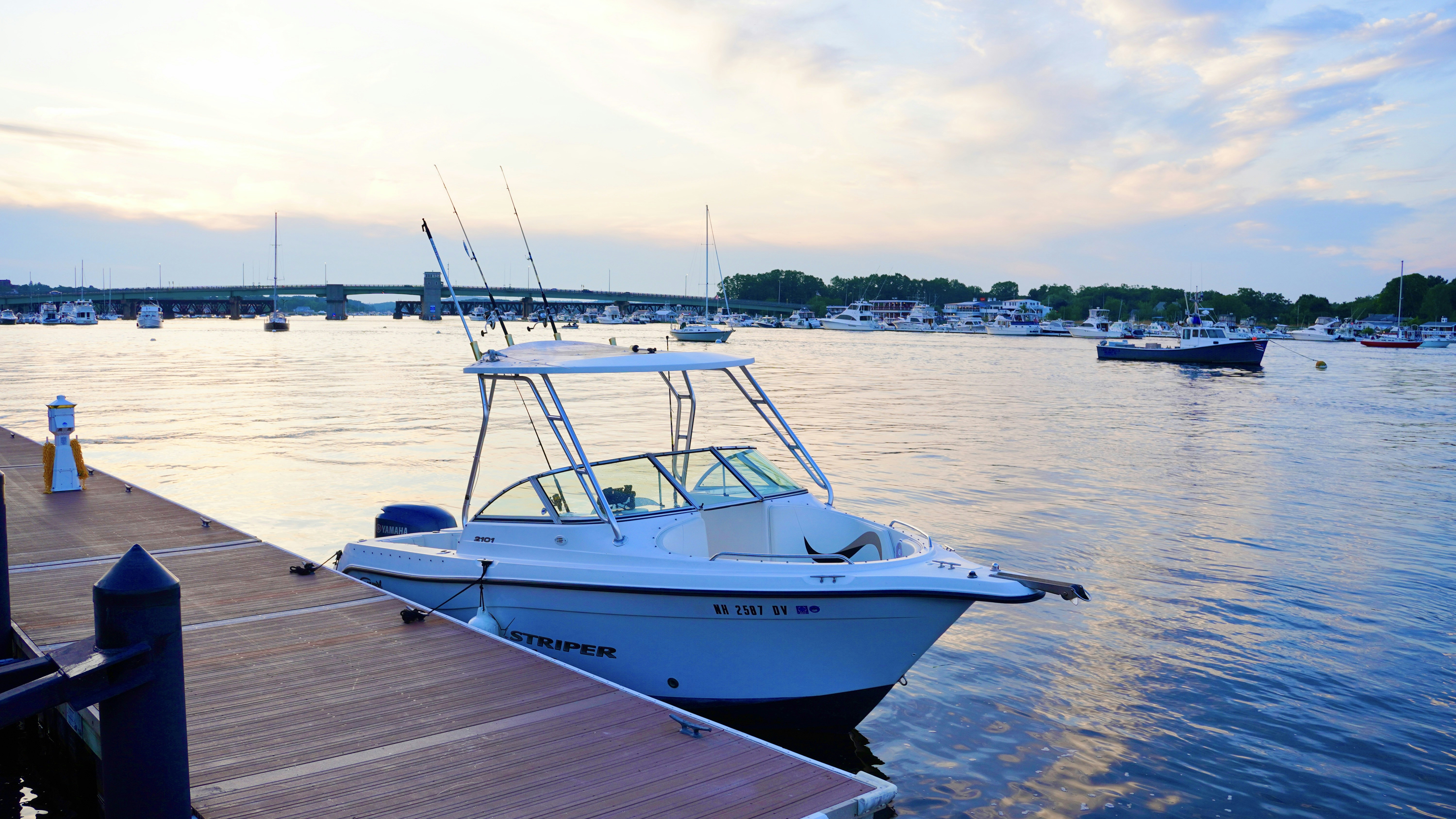 Docked Powerboat at Sunset Marina