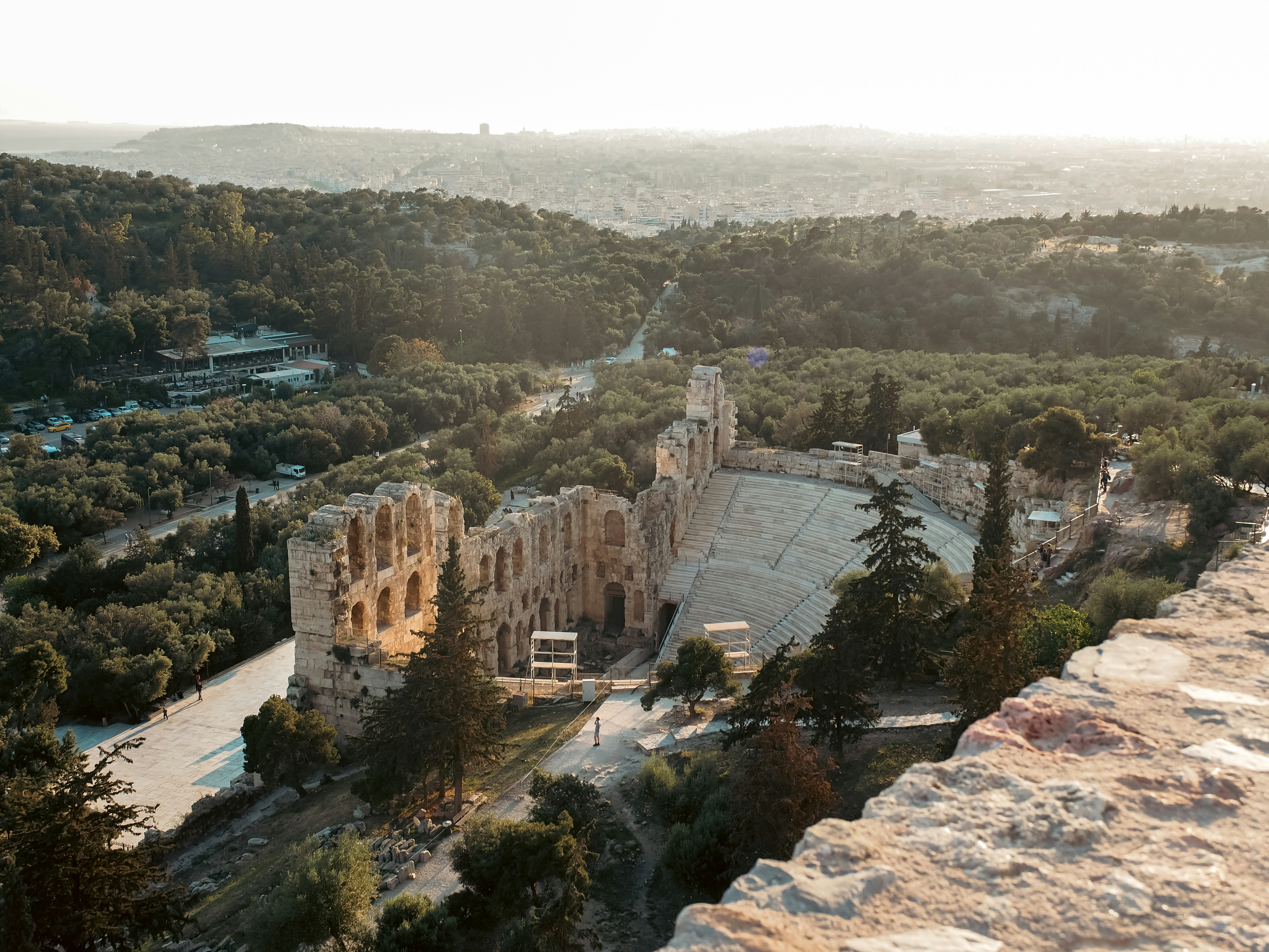 Sunlit Ruins Overlooking a Verdant Valley