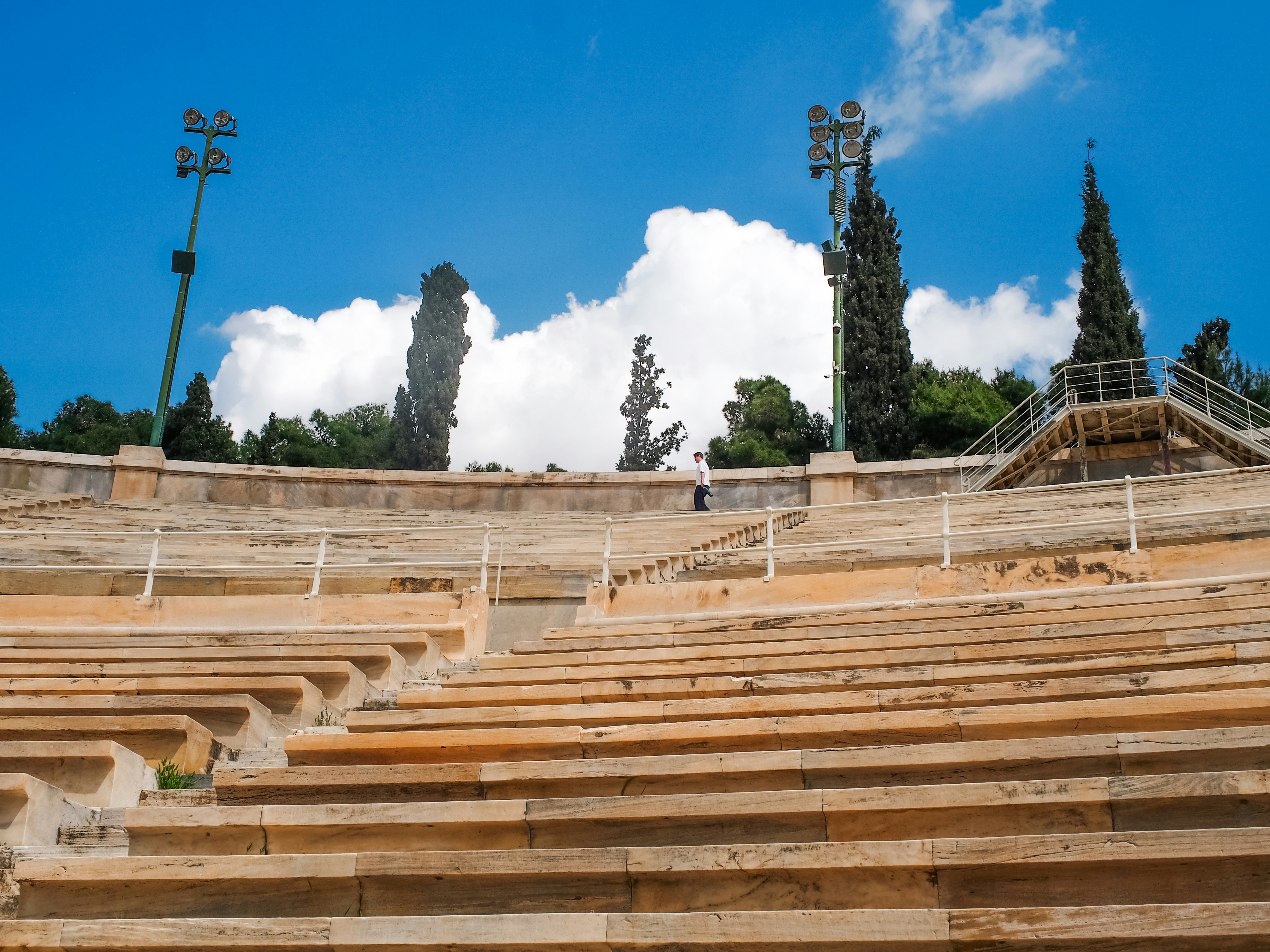 Stadium Steps Under a Bright Blue Sky